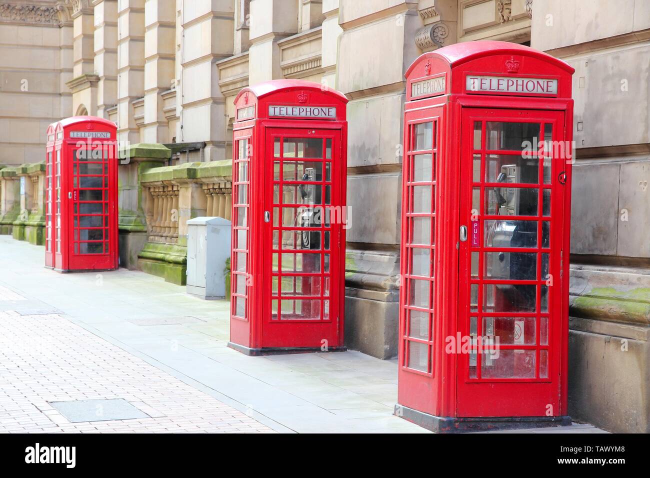 Birmingham red telephone boxes. West Midlands, England Stock Photo - Alamy