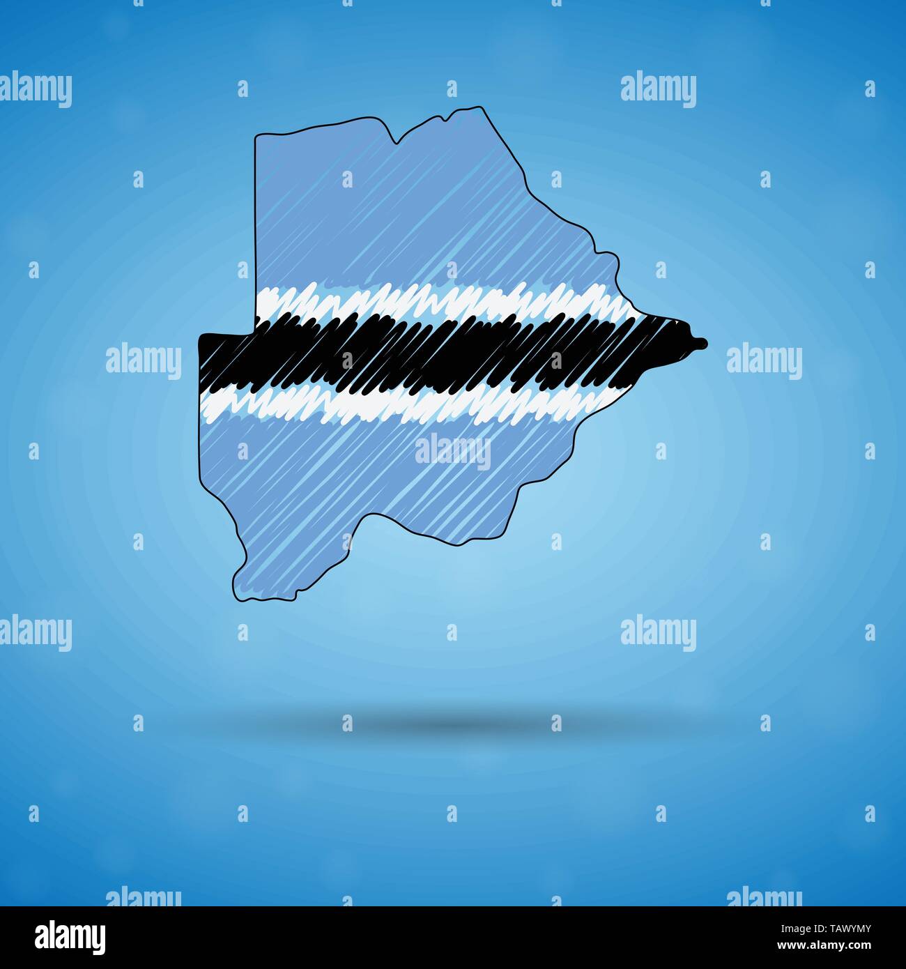 Scribble map of Botswana. Sketch Country map for infographic, brochures ...