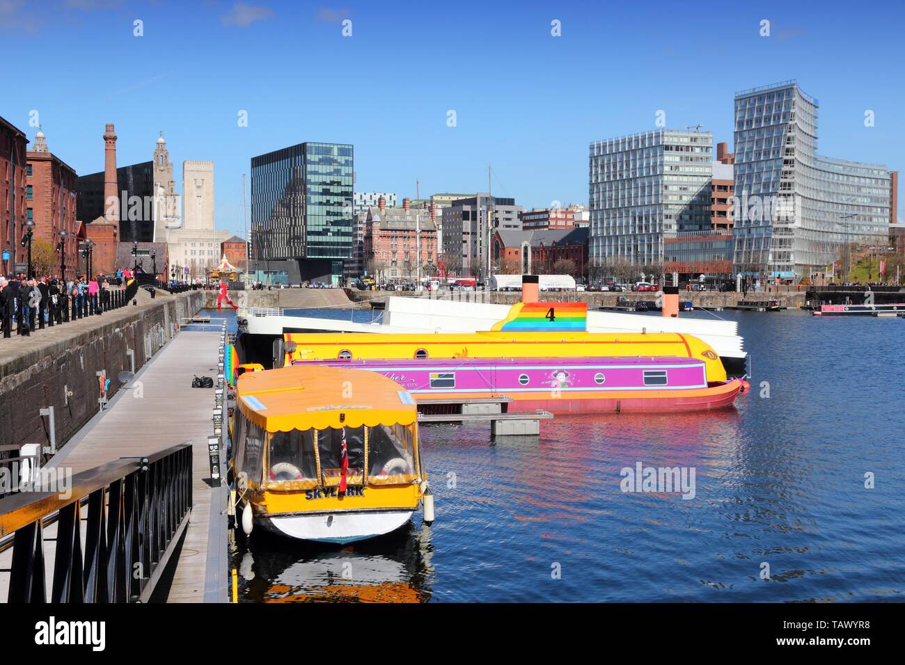 LIVERPOOL, UK - APRIL 20, 2013: People visit the docks in Liverpool, UK ...