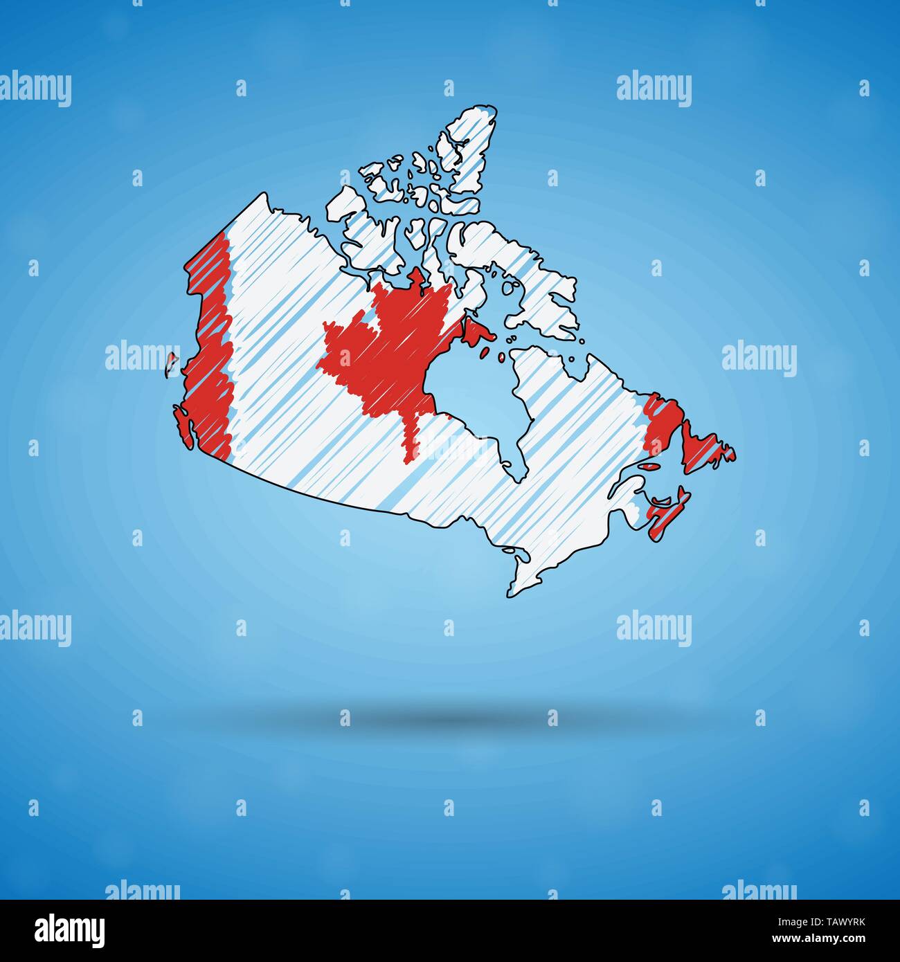 Scribble map of Canada. Sketch Country map for infographic, brochures ...