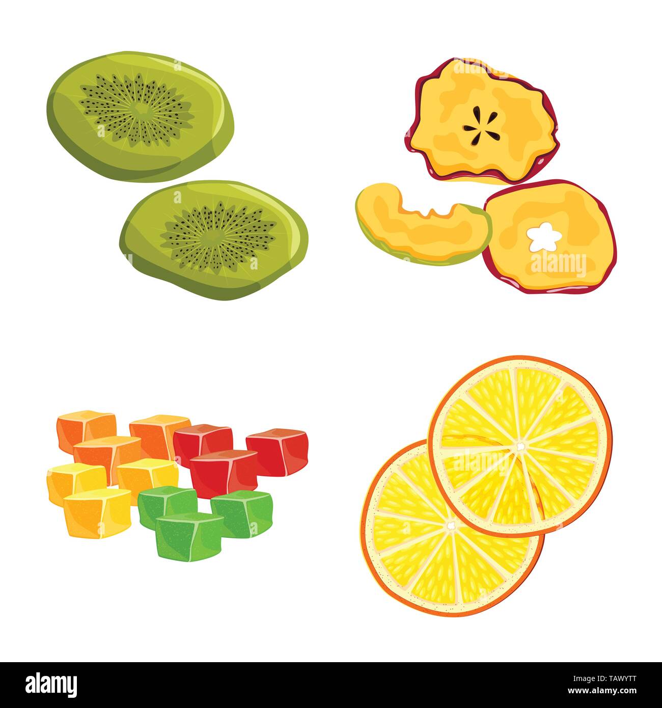 Vector design of fruit and dried symbol. Set of fruit and food stock ...