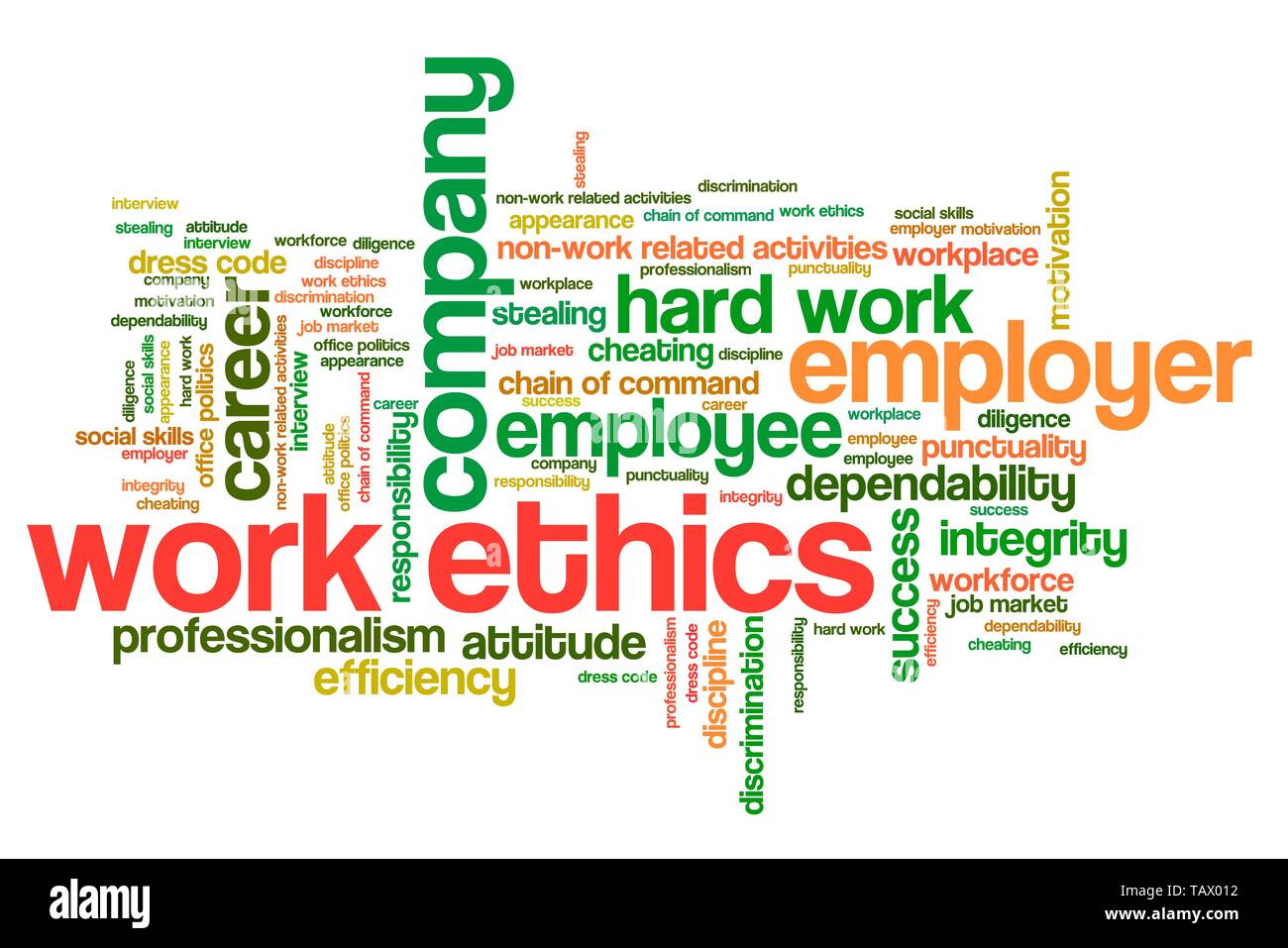 Work ethics issues and concepts word cloud illustration. Word collage ...
