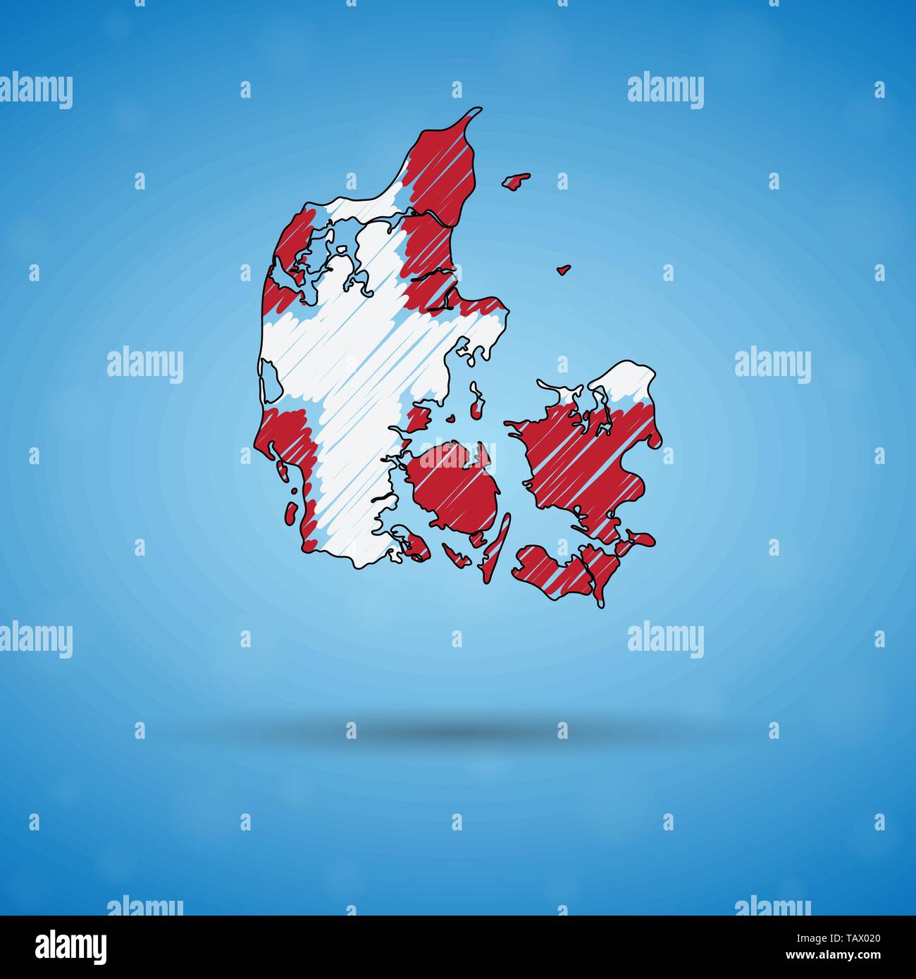 Scribble map of Denmark. Sketch Country map for infographic, brochures ...