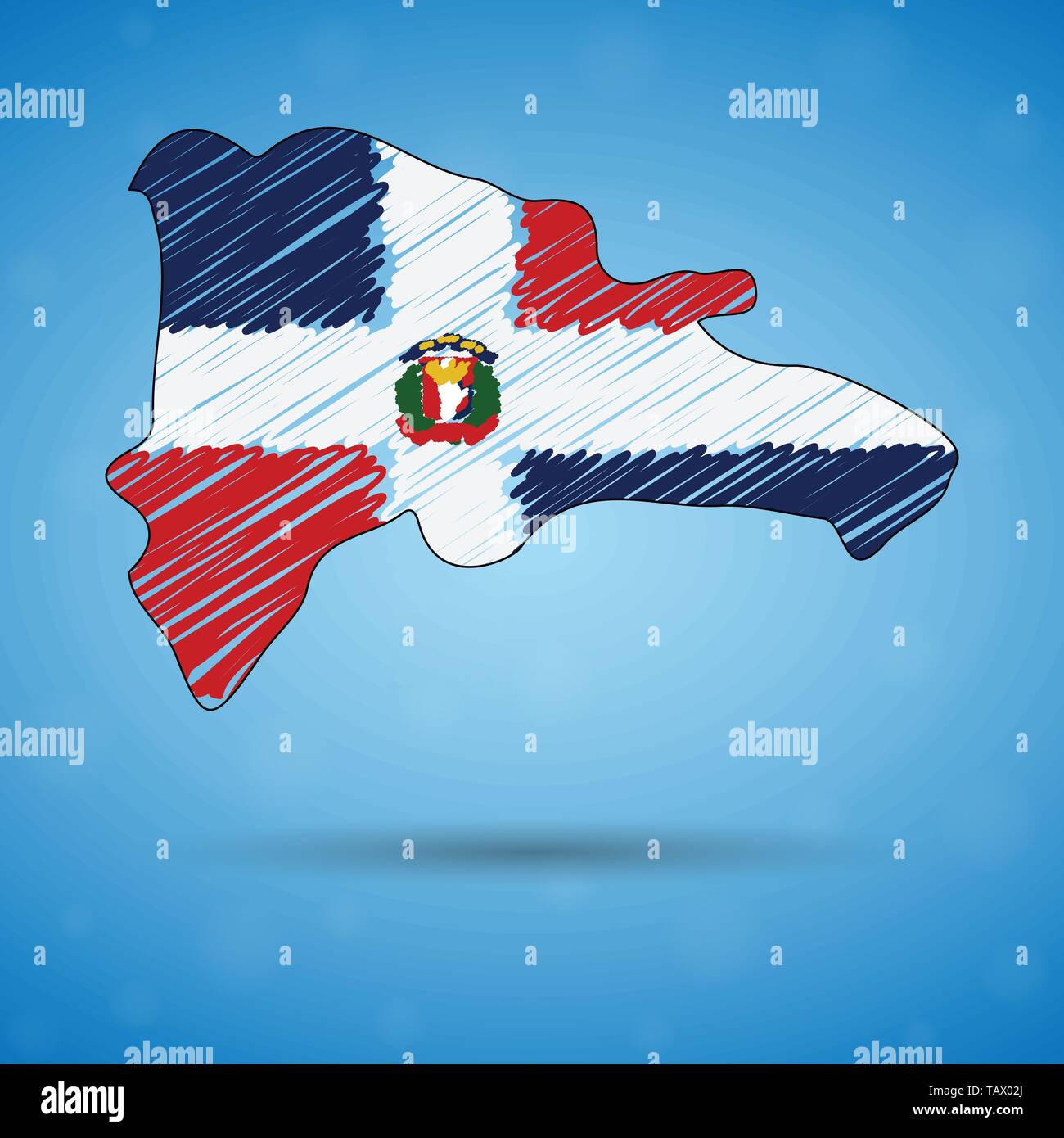 Scribble map of Dominican Republic. Sketch Country map for infographic ...