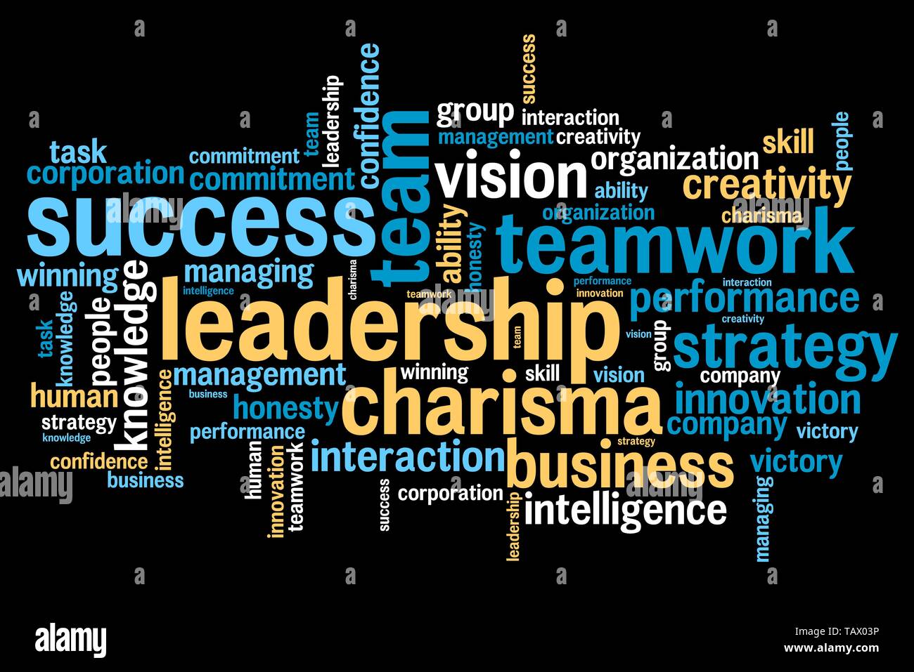 Leadership and teamwork word cloud illustration. Word collage concept ...