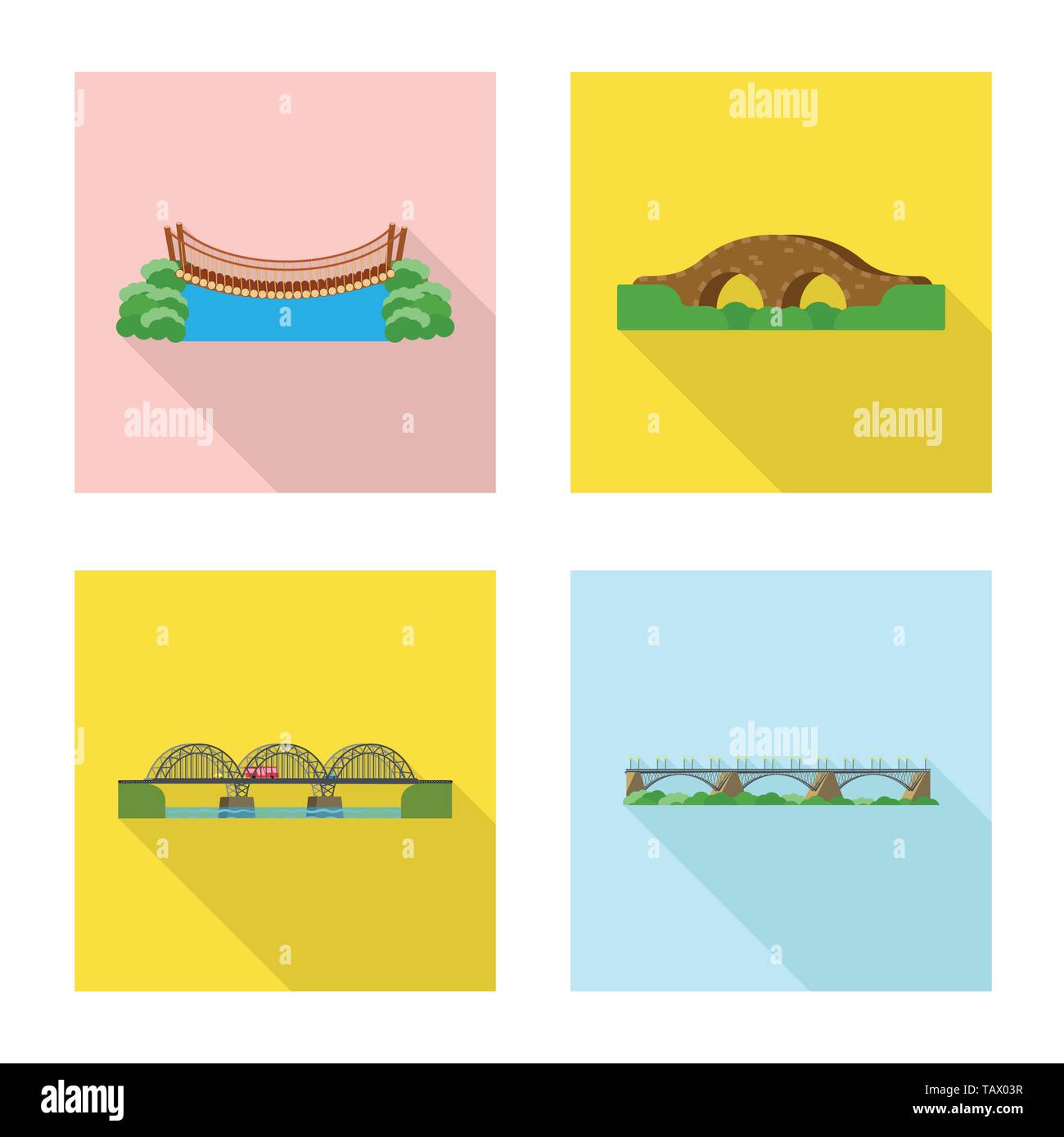 Isolated object of bridgework and bridge symbol. Set of bridgework and ...