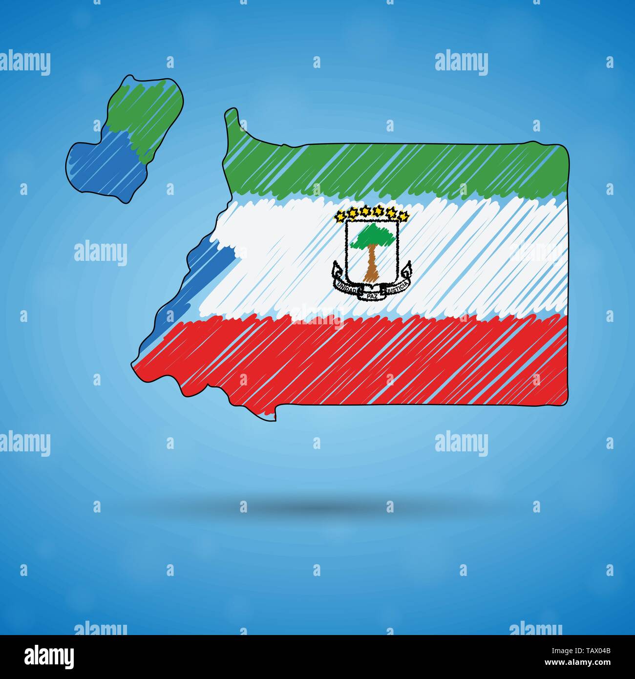 Scribble map of Equatorial Guinea. Sketch Country map for infographic ...
