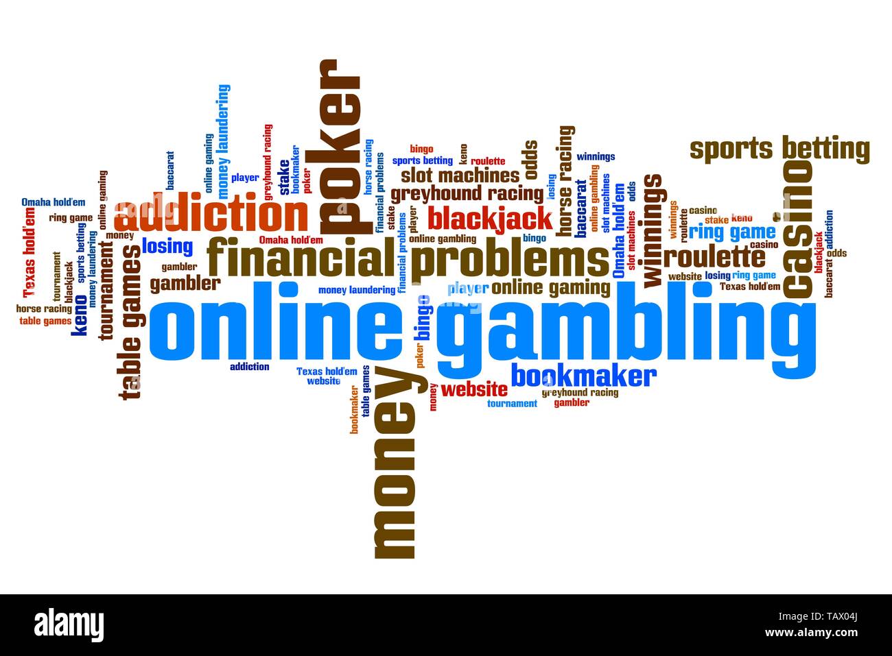 Online gambling issues and concepts word cloud illustration. Word ...