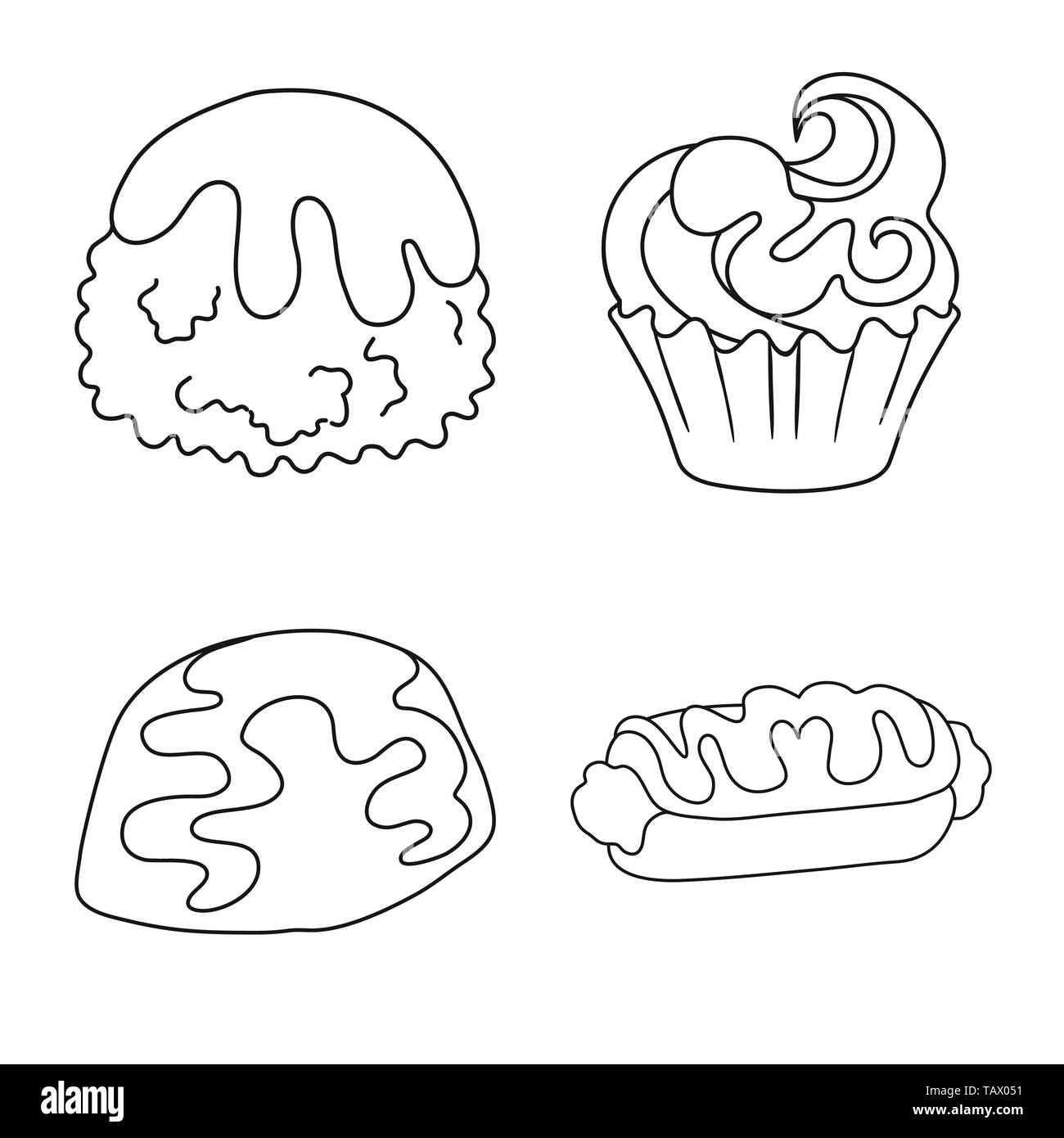 Vector illustration of sweet and product logo. Set of sweet and caramel ...