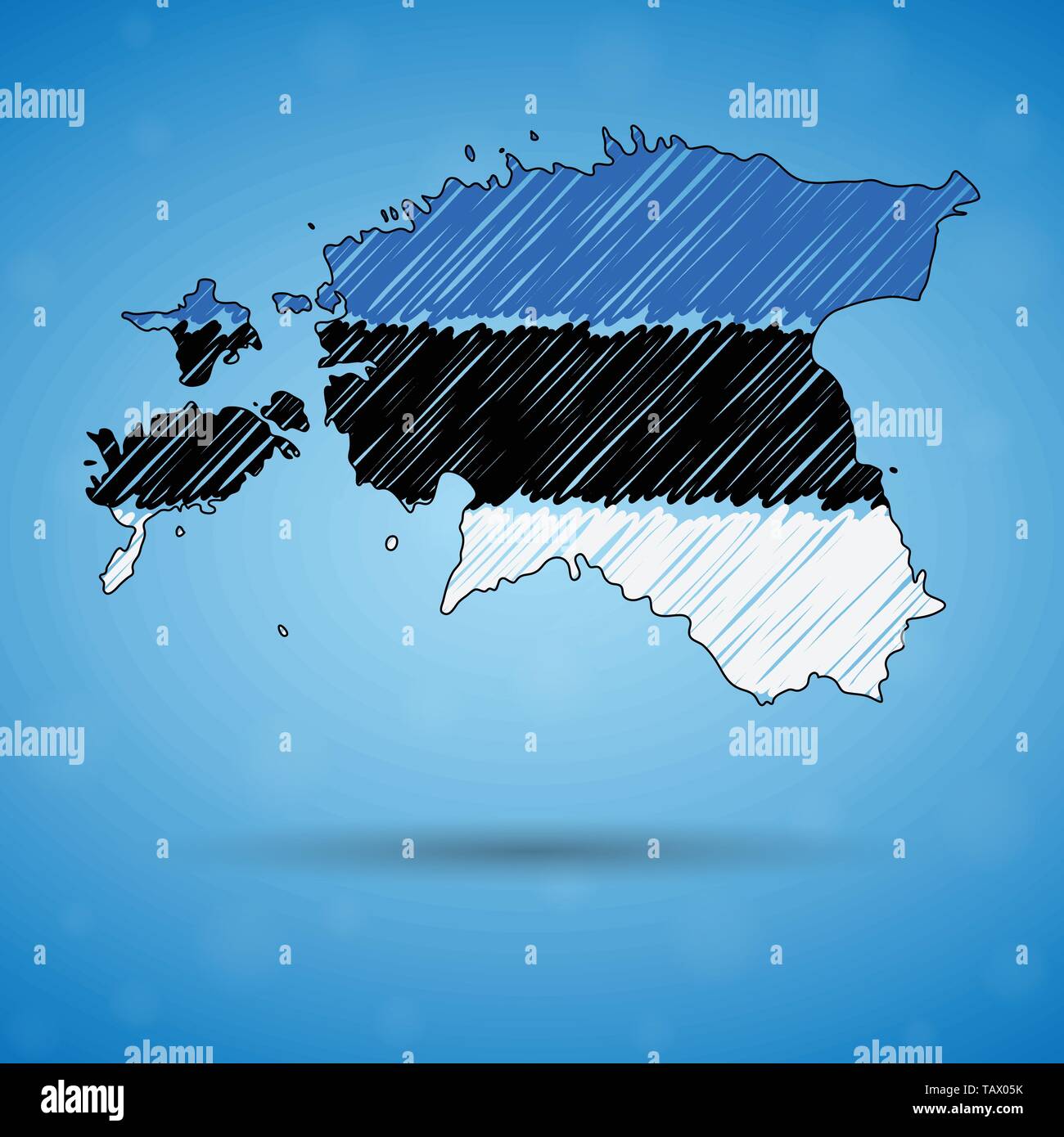 Scribble map of Estonia. Sketch Country map for infographic, brochures ...