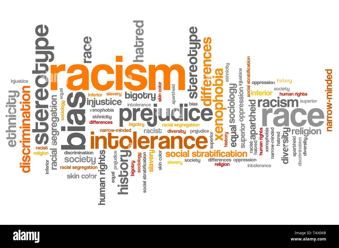 Racism - social issues and concepts word cloud illustration. Word ...