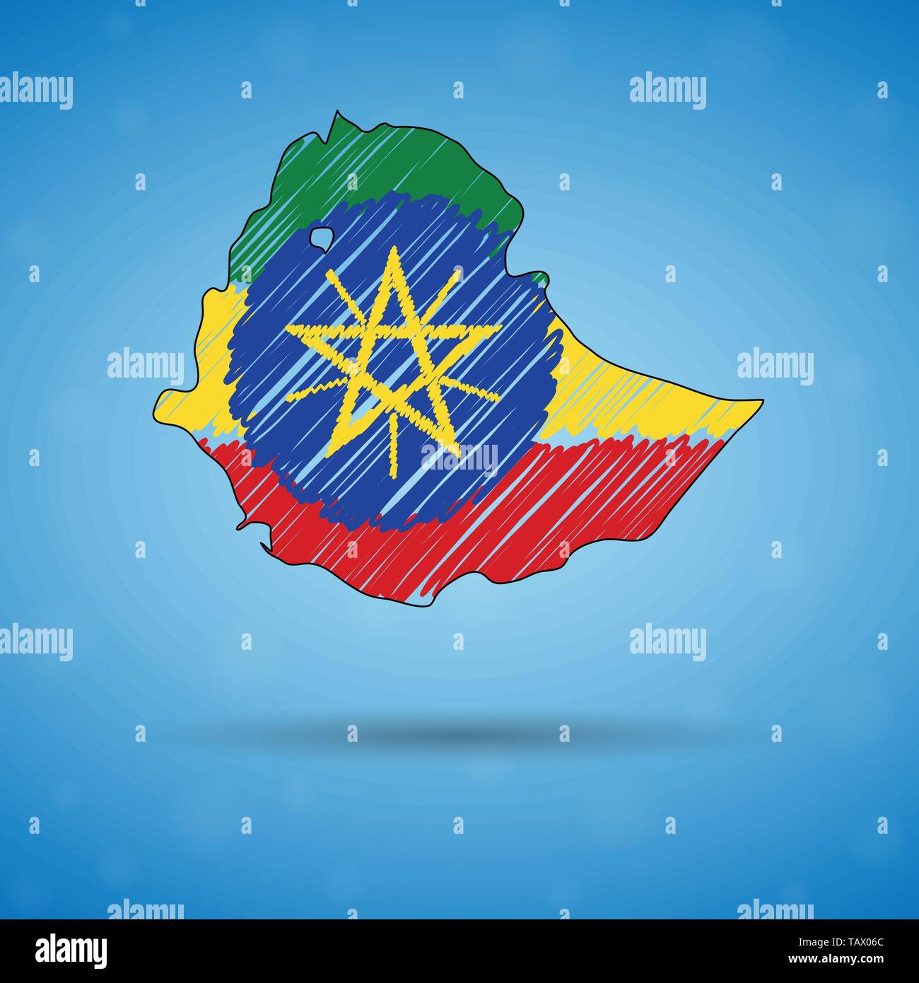 Scribble map of Ethiopia. Sketch Country map for infographic, brochures ...