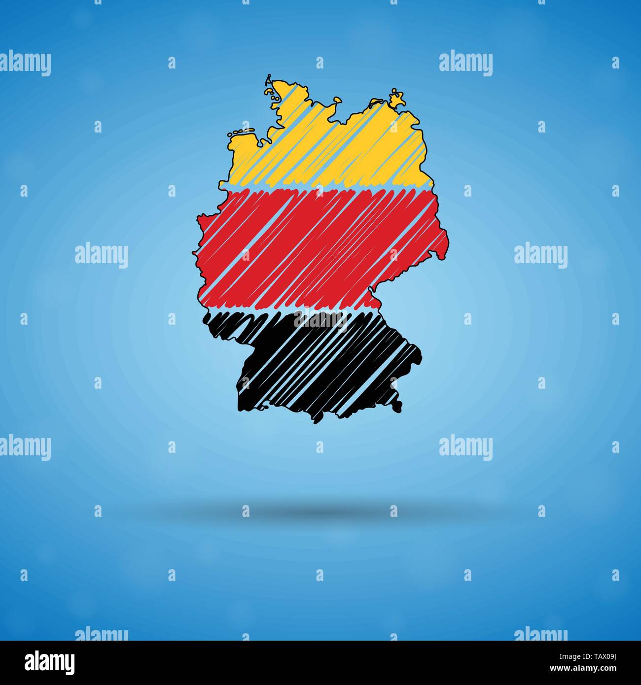 Scribble map of Germany. Sketch Country map for infographic, brochures and presentations ...