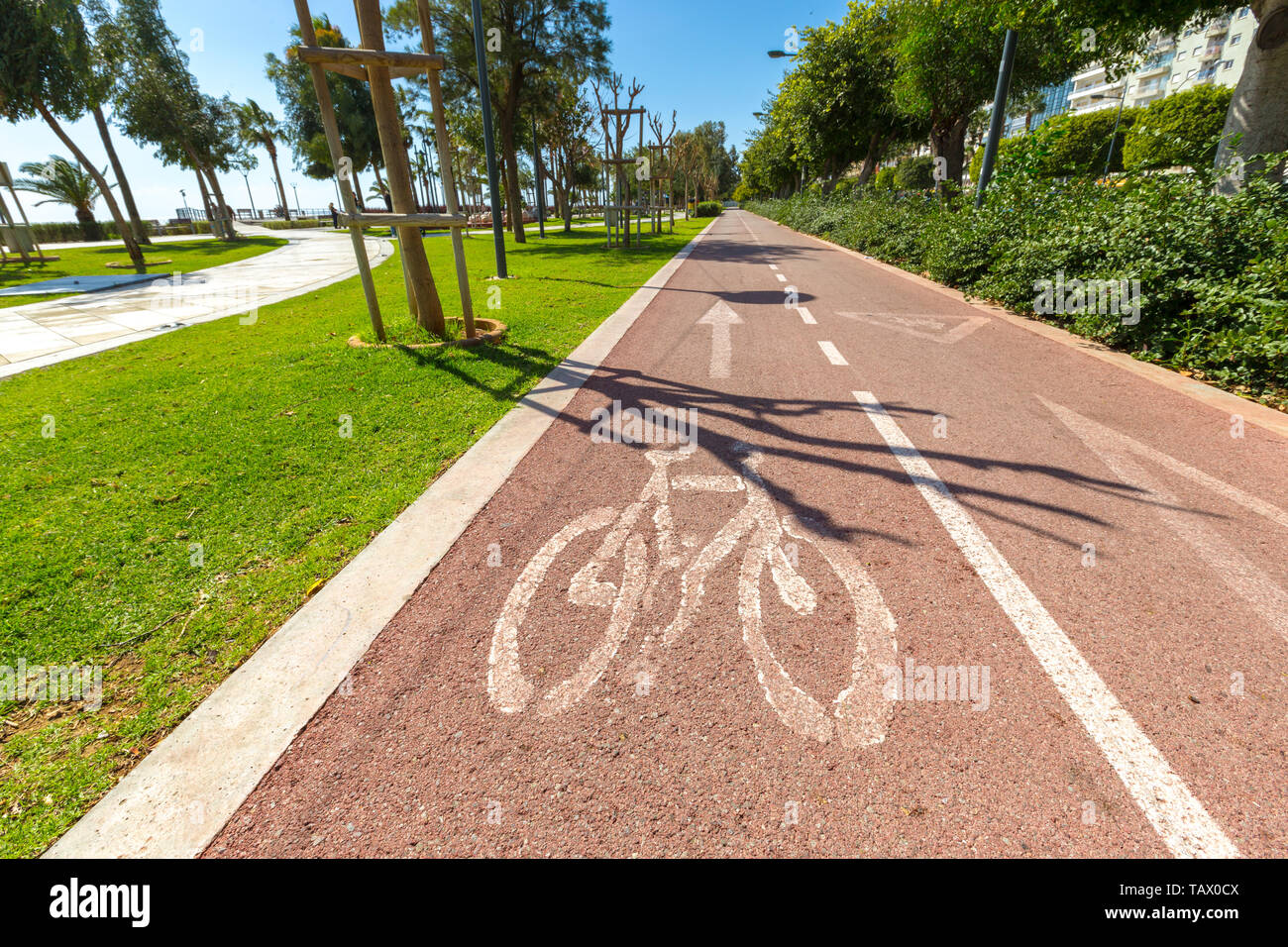 Bicycle lane signage on street Stock Photo - Alamy