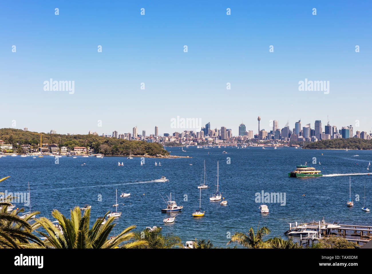 Spectacular Watson's Bay with view of Sydney skyline, Australia Stock ...