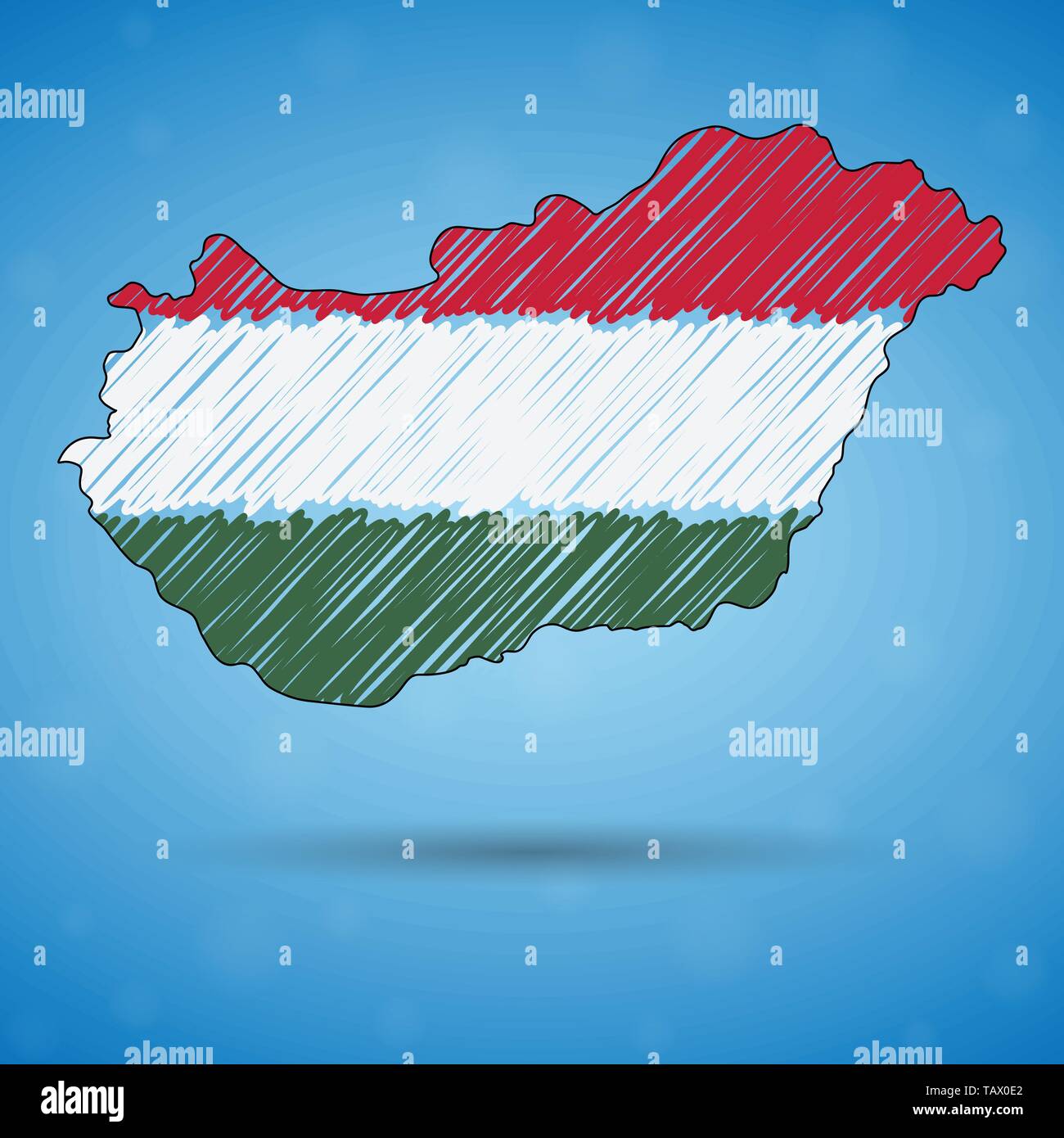 Scribble map of Hungary. Sketch Country map for infographic, brochures ...