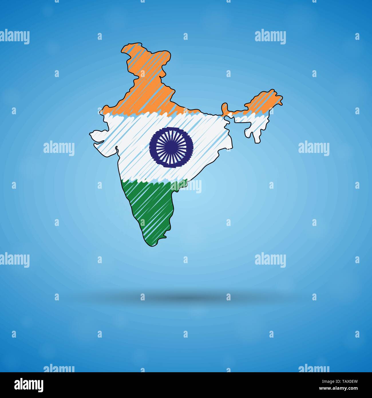 Scribble map of India. Sketch Country map for infographic, brochures and presentations, Stylized ...