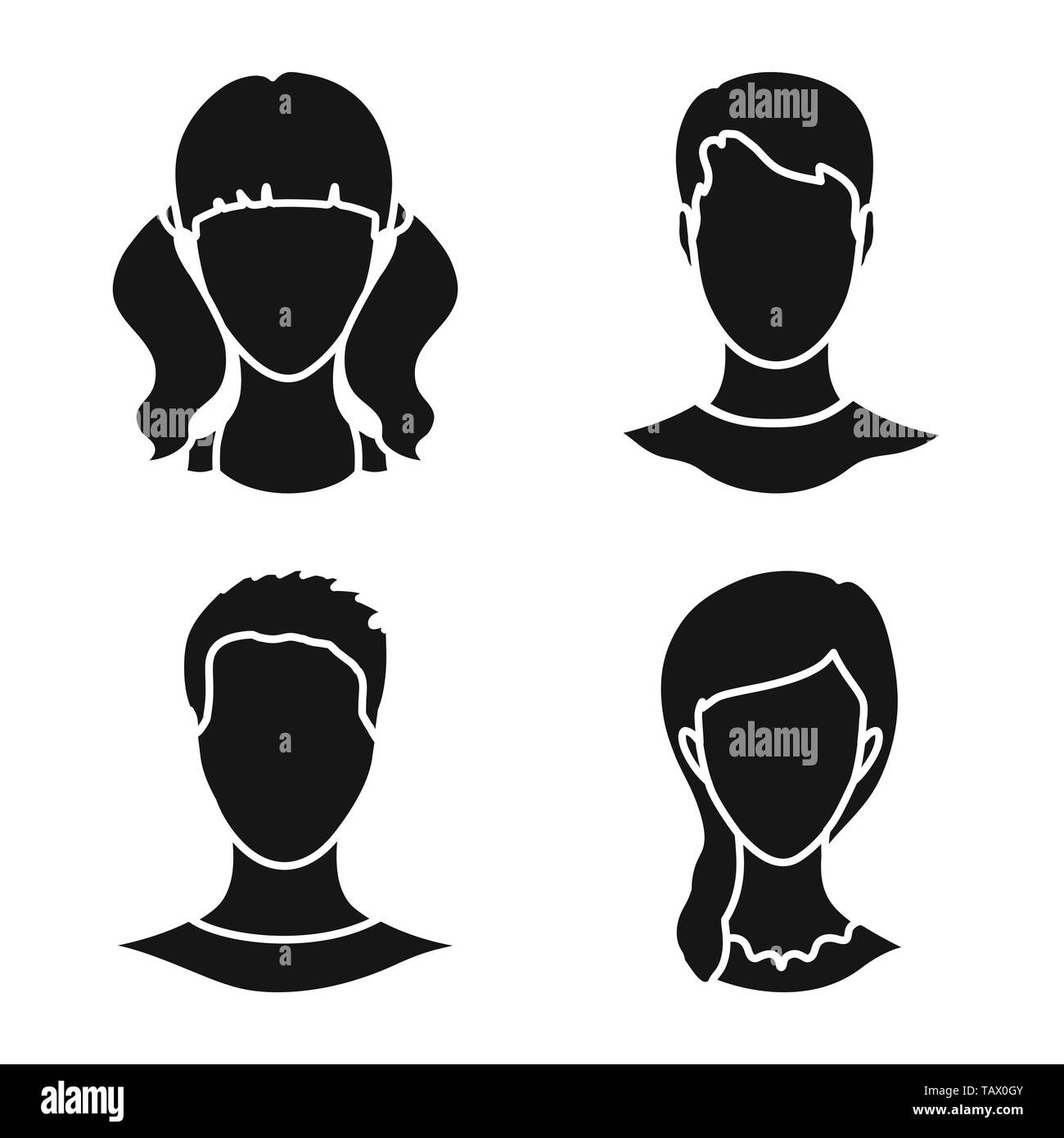 Vector illustration of character and profile symbol. Collection of ...