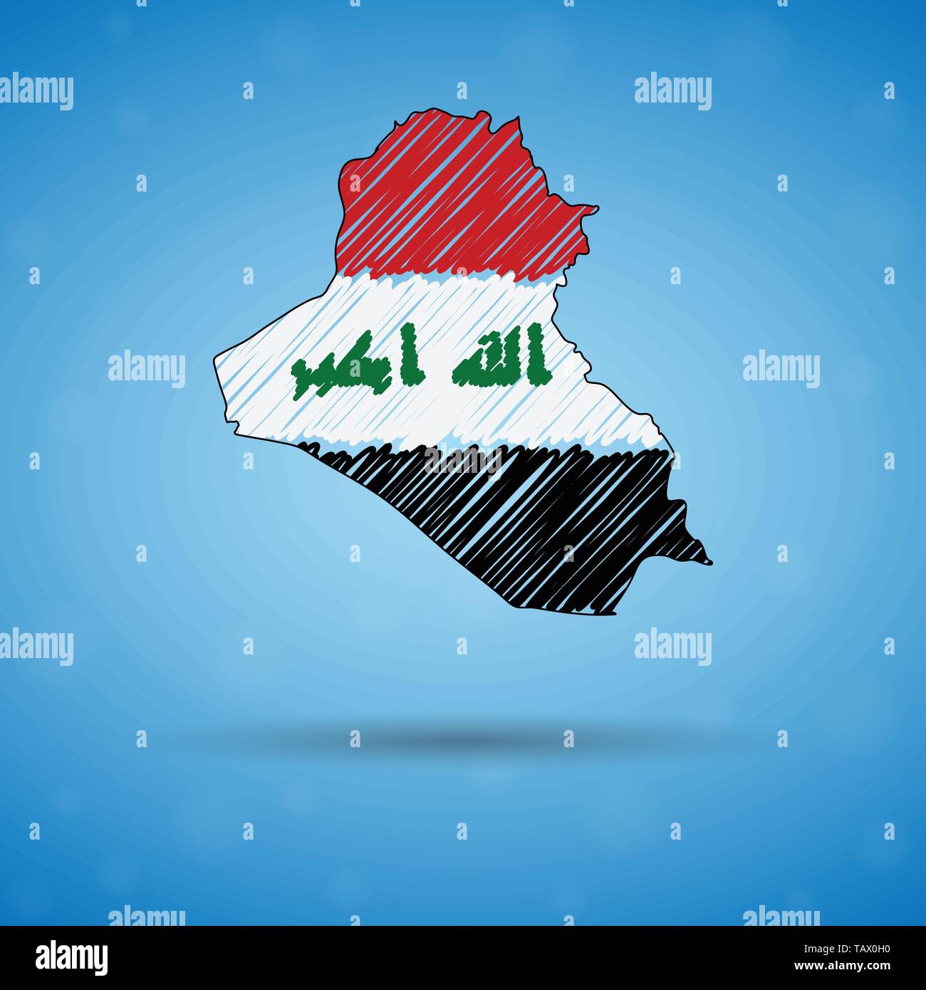 Scribble map of Iraq. Sketch Country map for infographic, brochures and ...