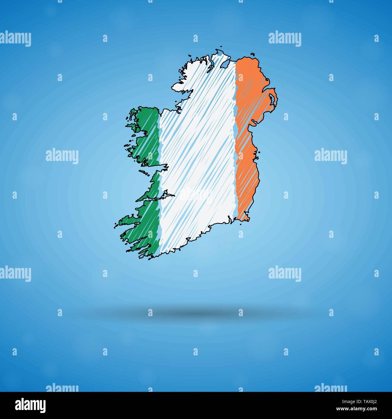 Scribble map of Ireland. Sketch Country map for infographic, brochures ...