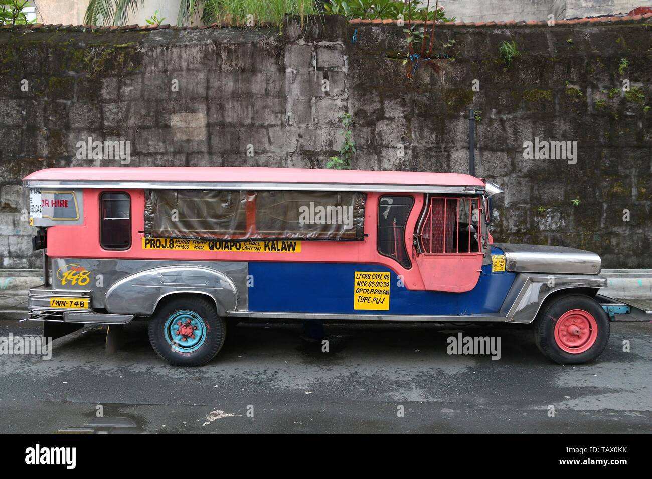 MANILA, PHILIPPINES - NOVEMBER 24, 2017: Jeepney public transportation ...