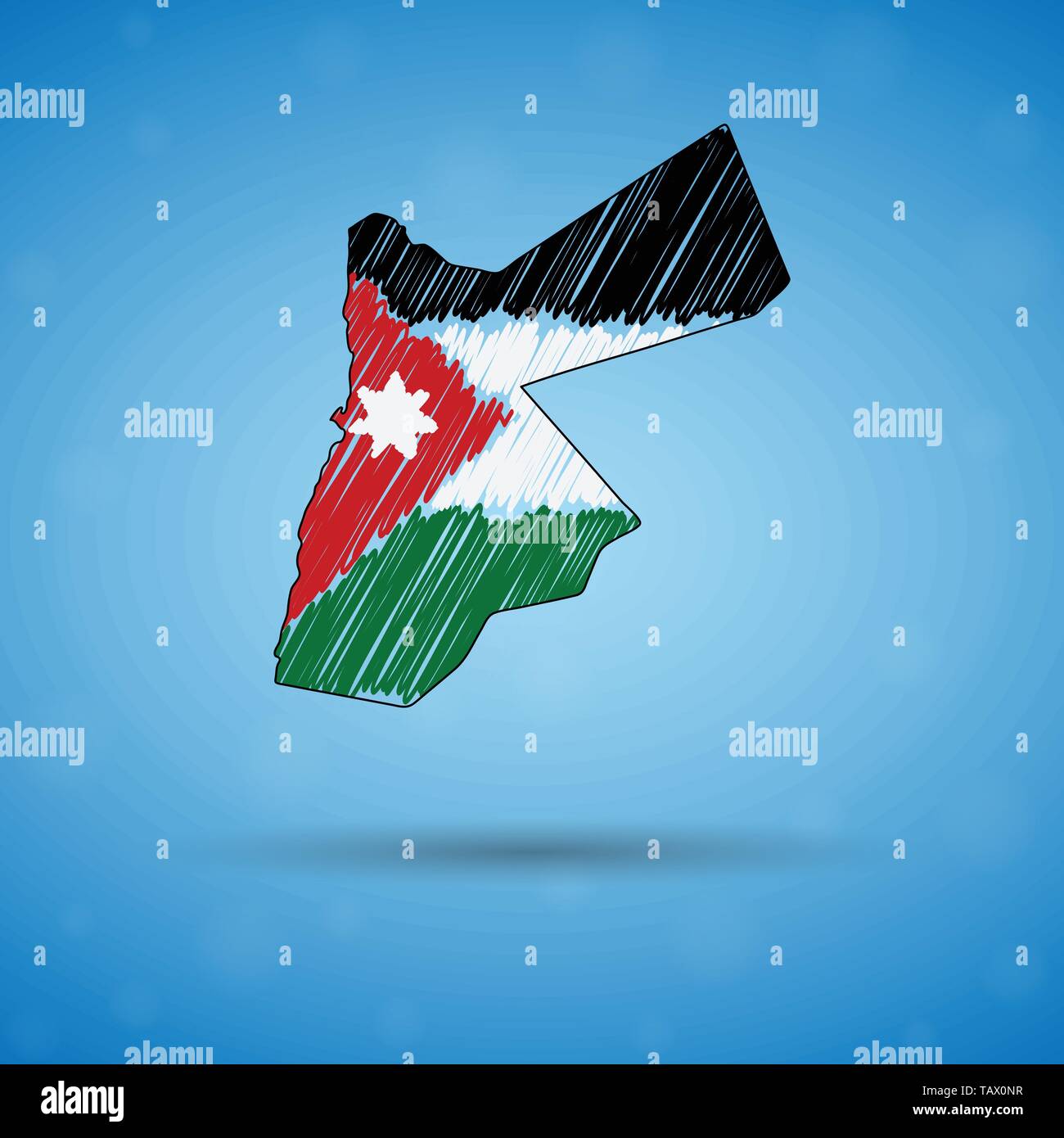 Scribble map of Jordan. Sketch Country map for infographic, brochures ...