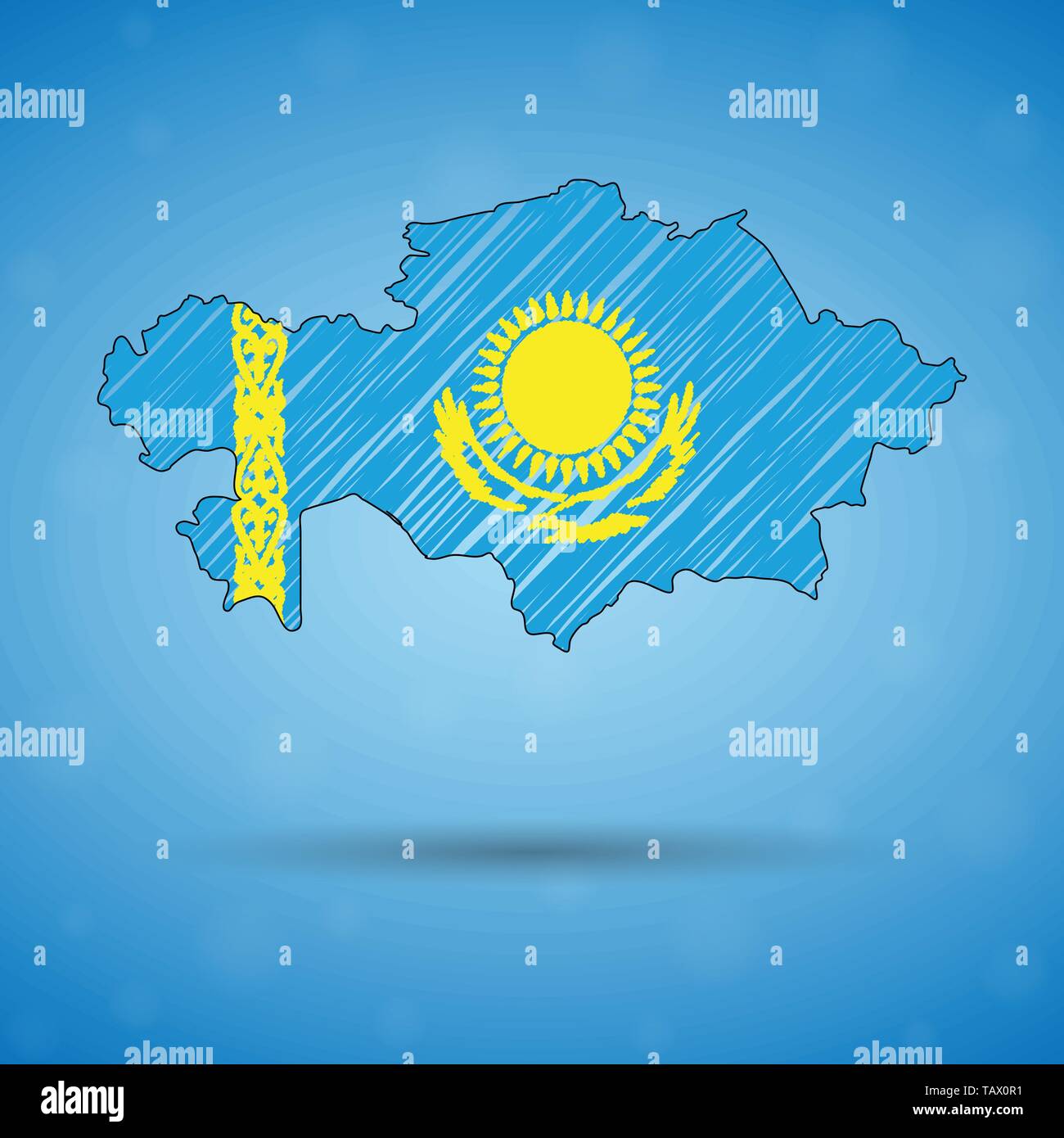 Scribble map of Kazakhstan. Sketch Country map for infographic ...