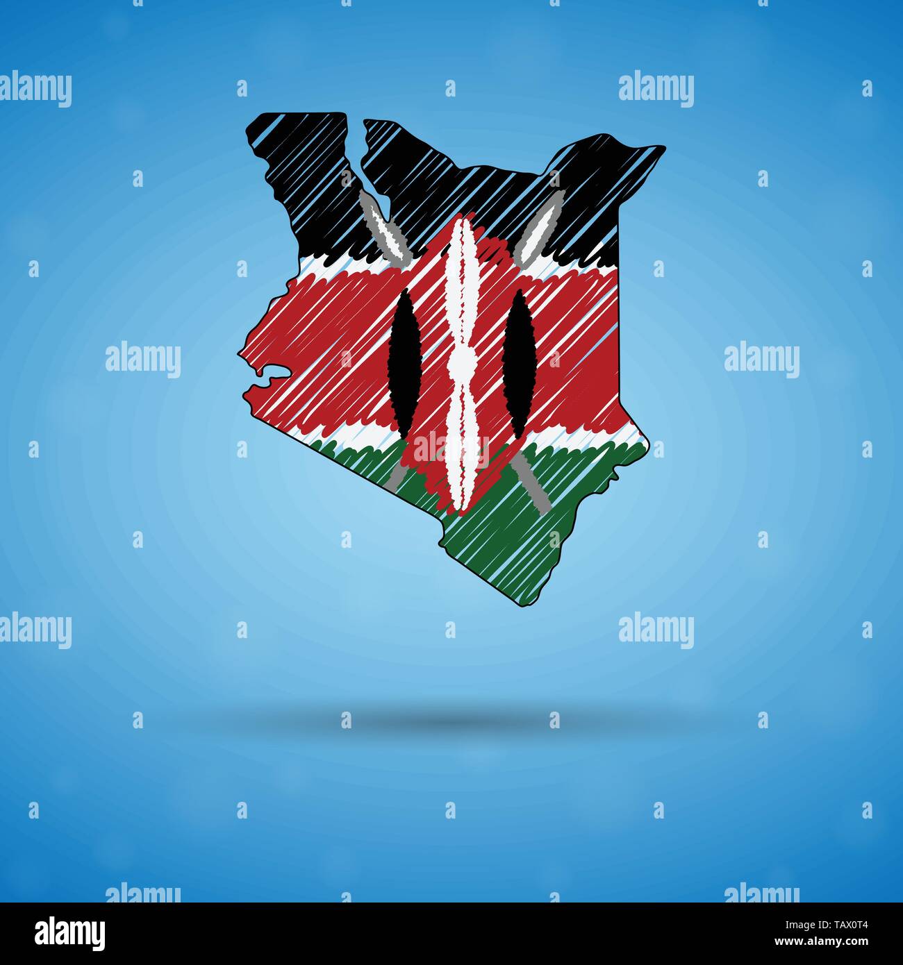 Scribble map of Kenya. Sketch Country map for infographic, brochures ...