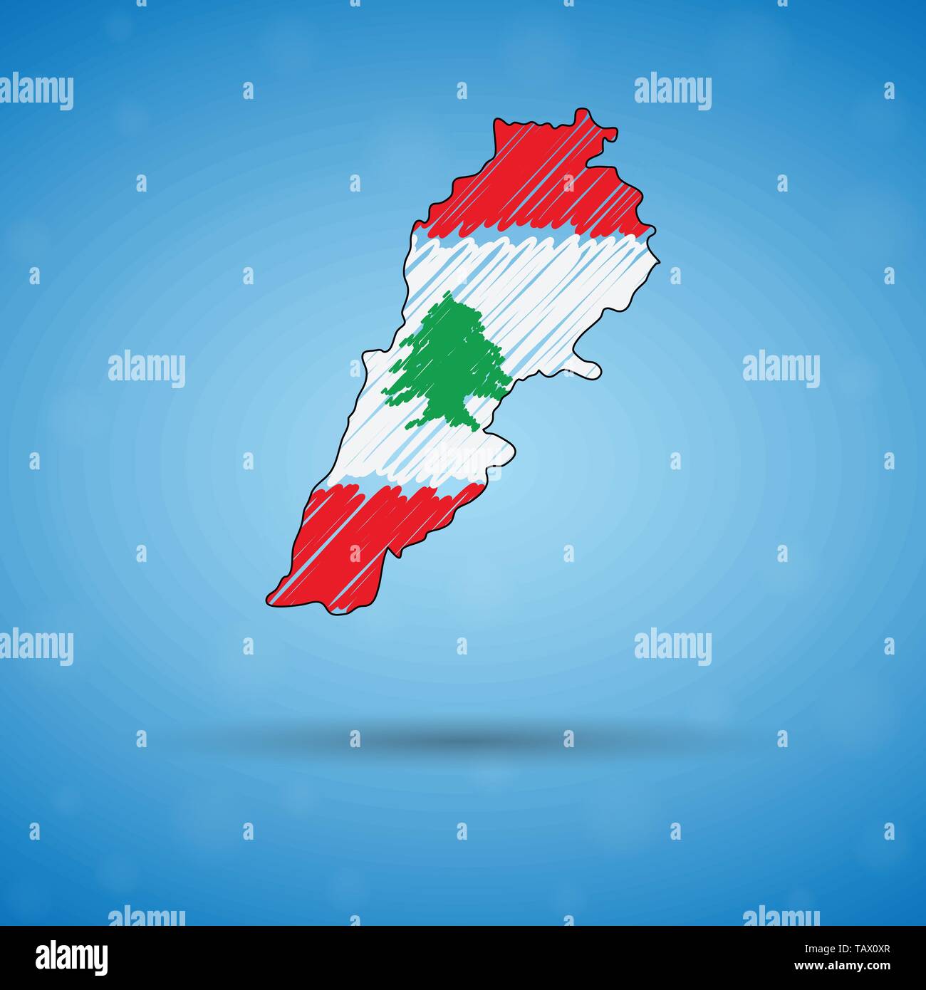 Scribble map of Lebanon. Sketch Country map for infographic, brochures ...