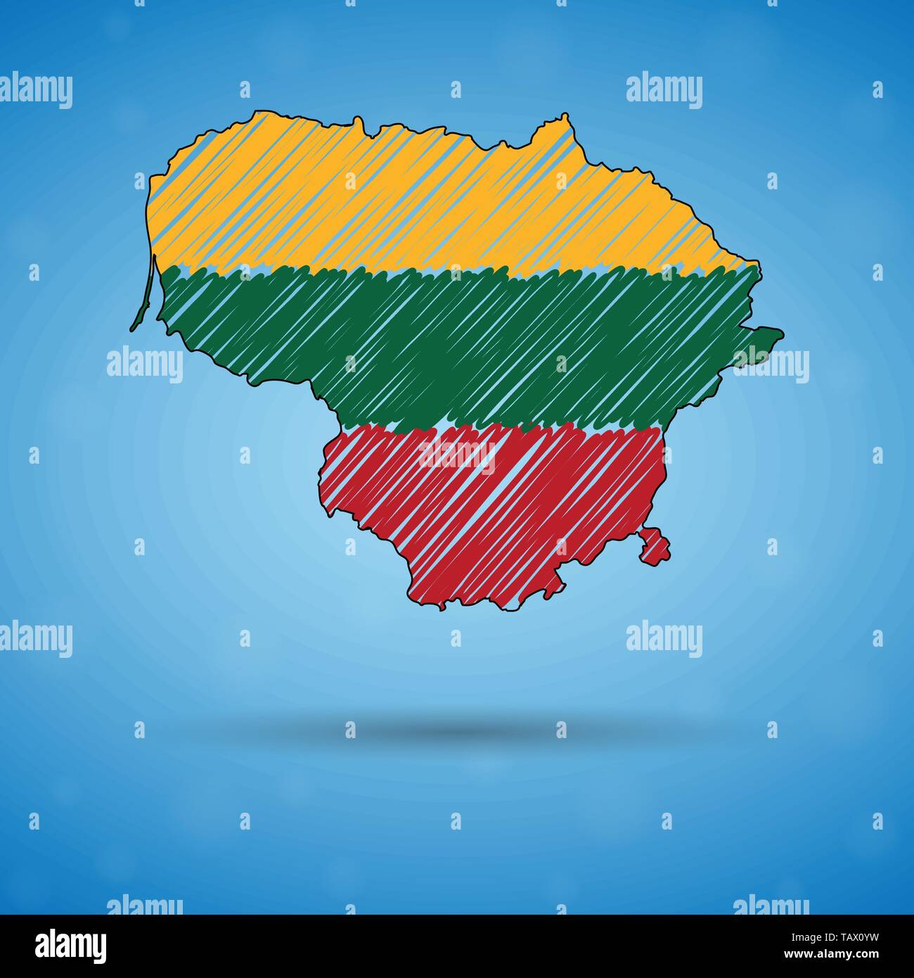 Scribble map of Lithuania. Sketch Country map for infographic, brochures and presentations ...