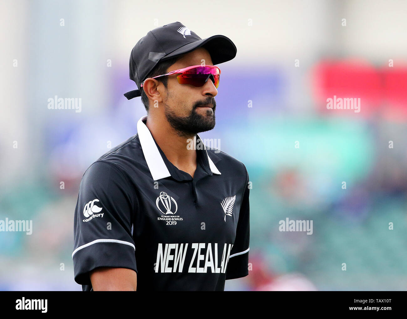 New Zealand's Ish Sodhi moves into his fielding position during the ICC ...