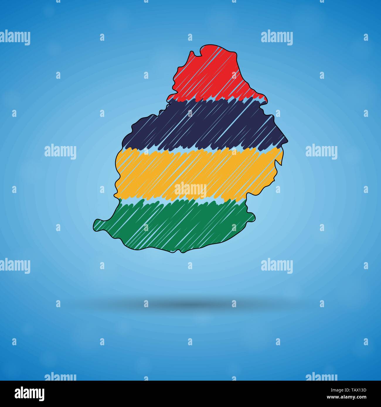Scribble map of Mauritius. Sketch Country map for infographic ...