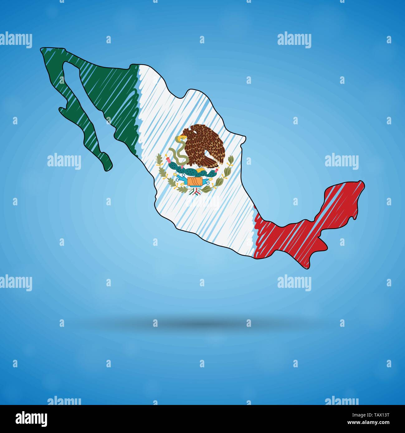 Scribble map of Mexico. Sketch Country map for infographic, brochures ...