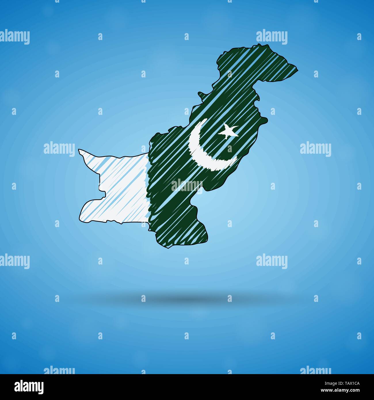 Scribble map of Pakistan. Sketch Country map for infographic, brochures and presentations ...