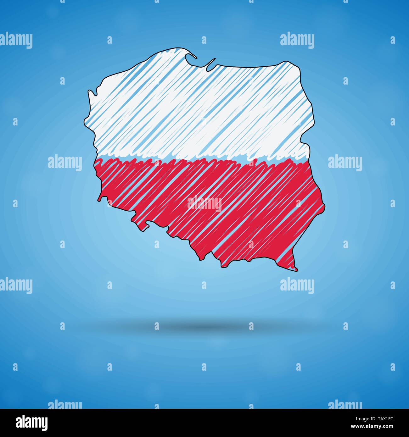 Scribble map of Poland. Sketch Country map for infographic, brochures ...