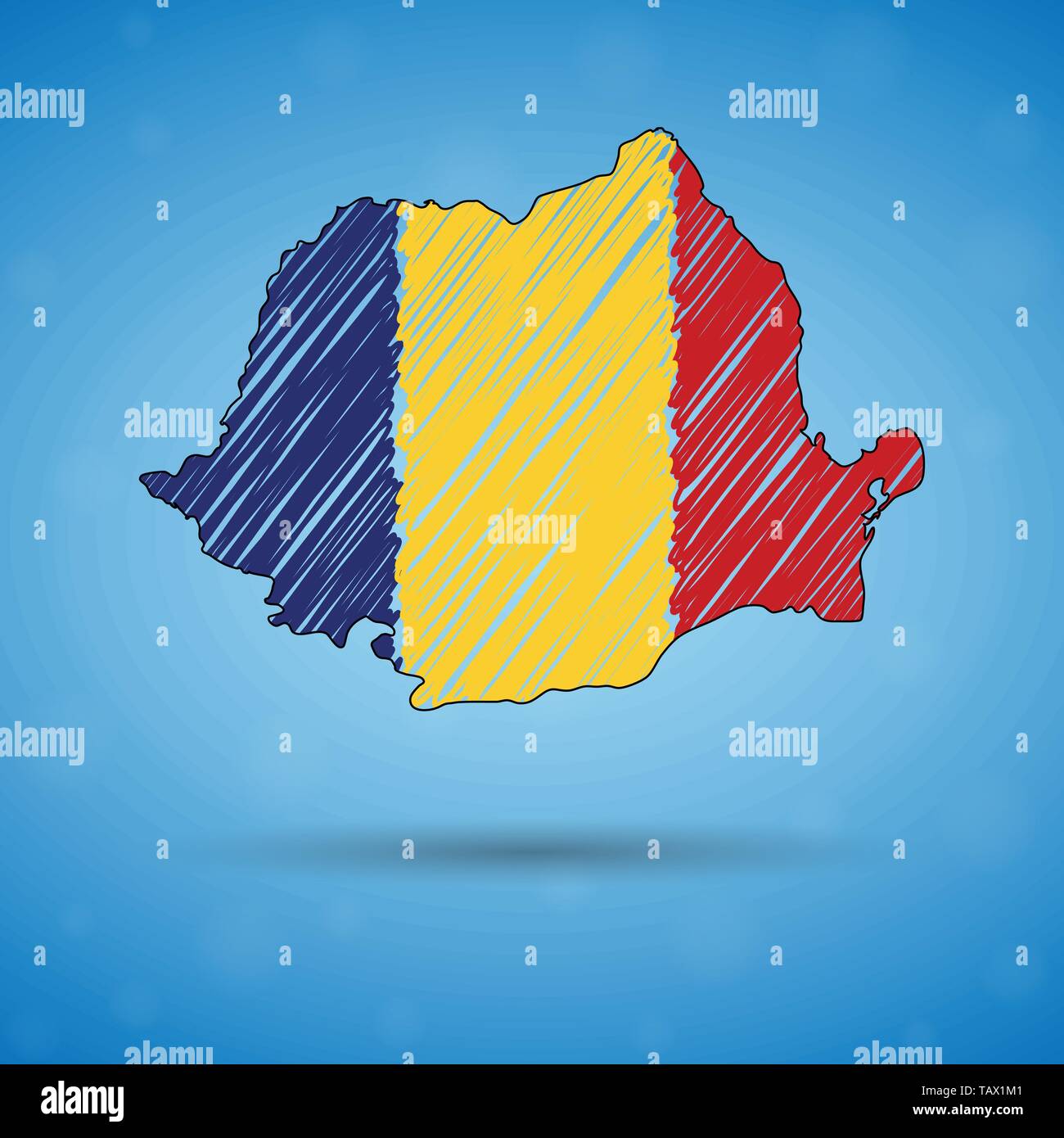 Scribble map of Romania. Sketch Country map for infographic, brochures and presentations ...