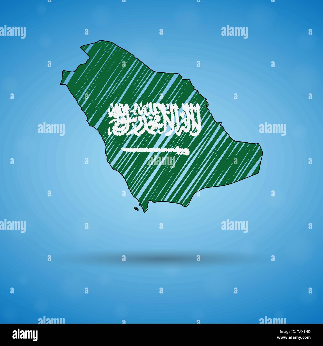 Scribble map of Saudi Arabia. Sketch Country map for infographic ...
