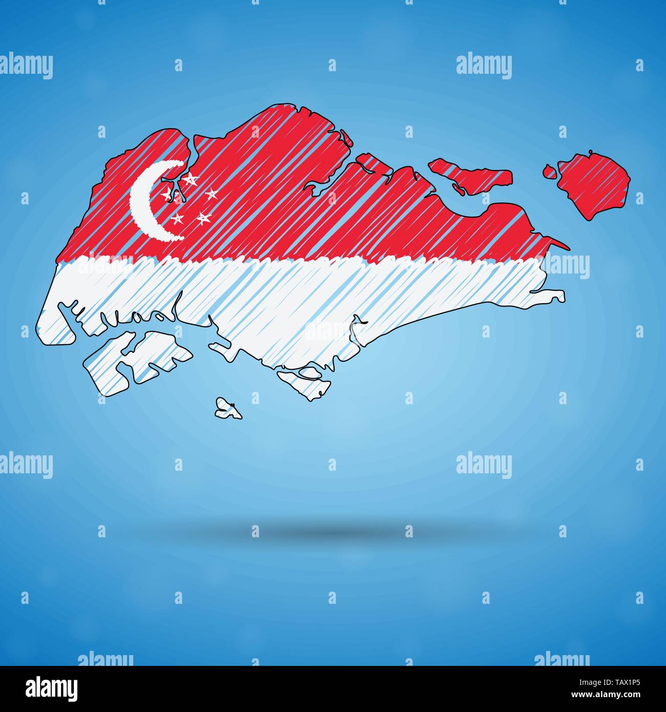 Scribble map of Singapore. Sketch Country map for infographic ...