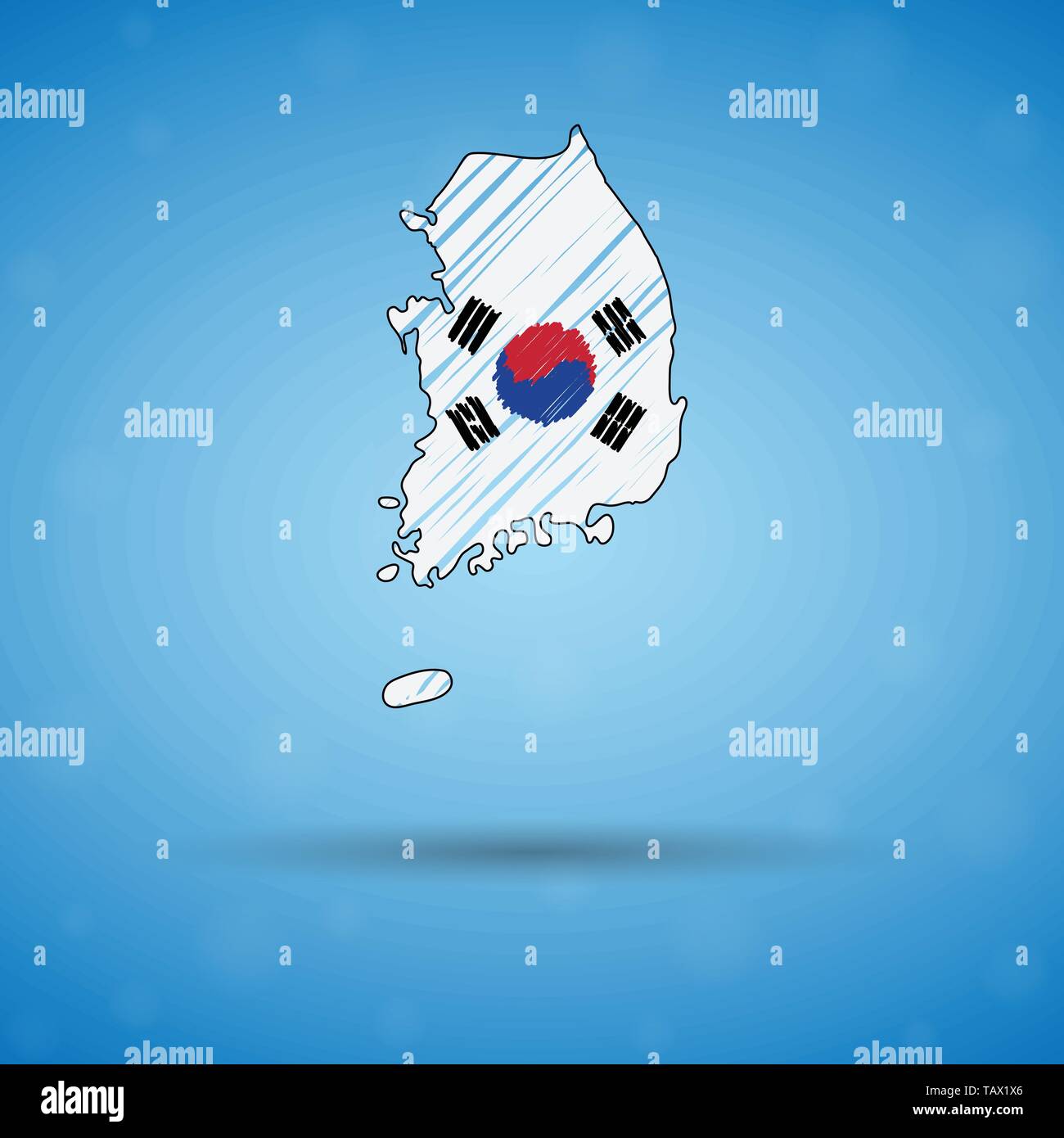 Scribble map of South Corea. Sketch Country map for infographic ...