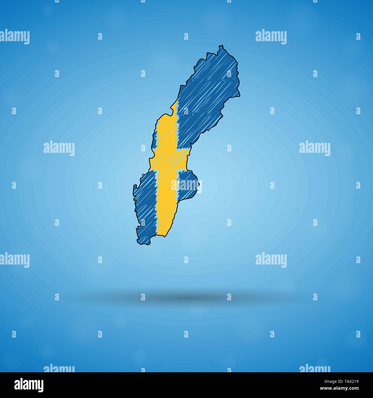 Scribble map of Sweden. Sketch Country map for infographic, brochures ...