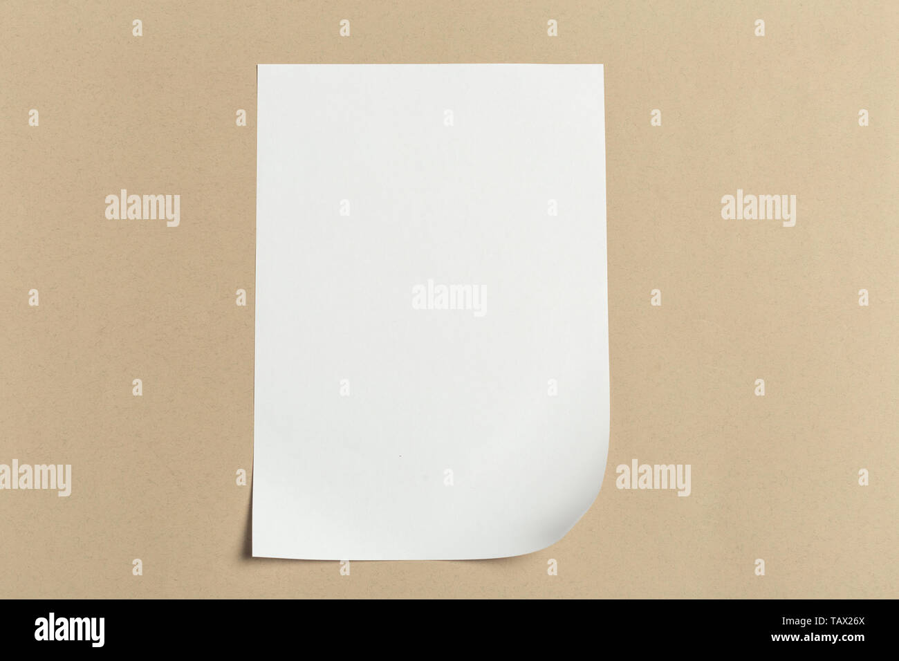 White business card on wooden table. Blank portrait A4 Stock Photo - Alamy