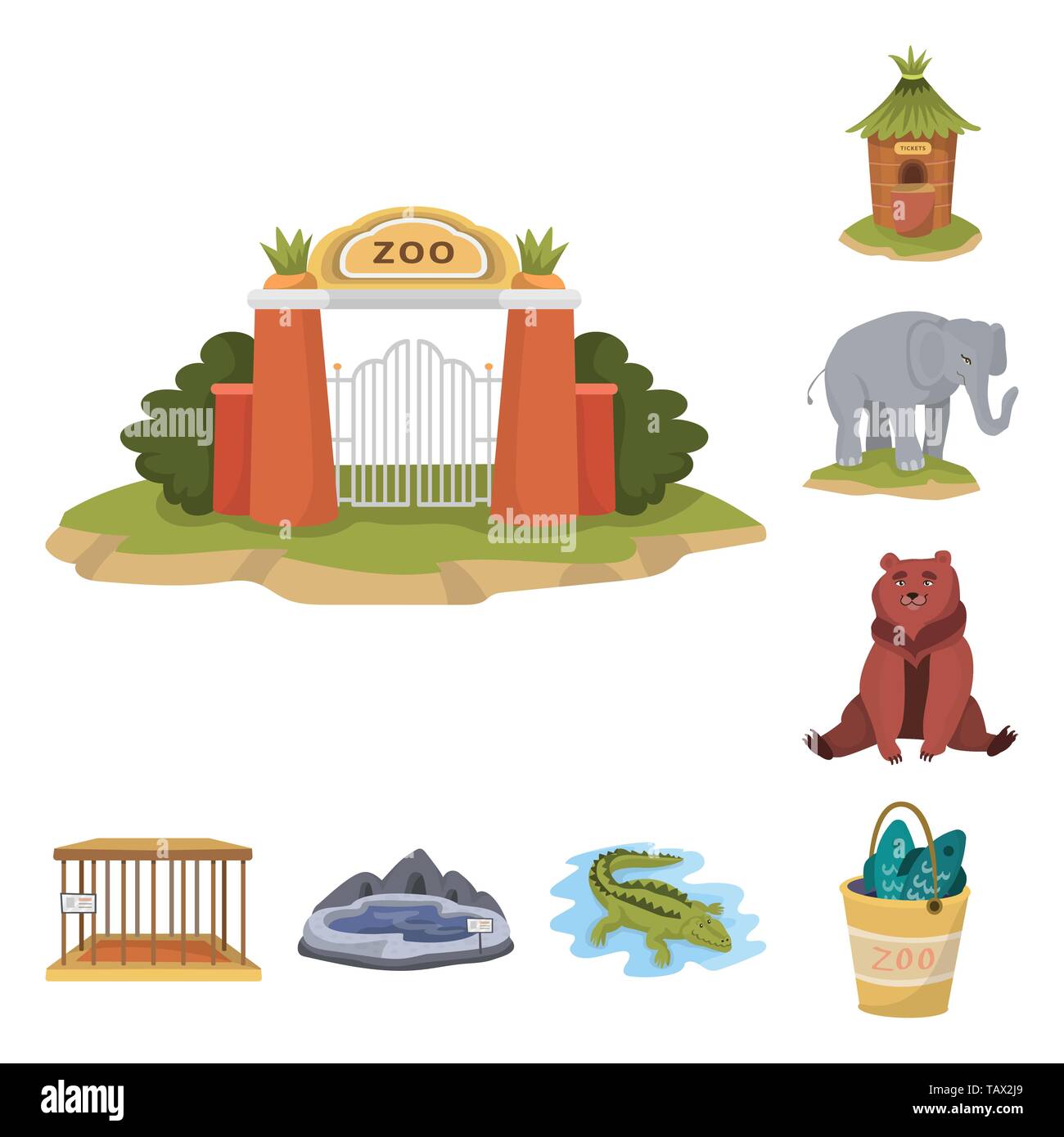 Isolated object of zoo and park icon. Set of zoo and animal vector icon ...