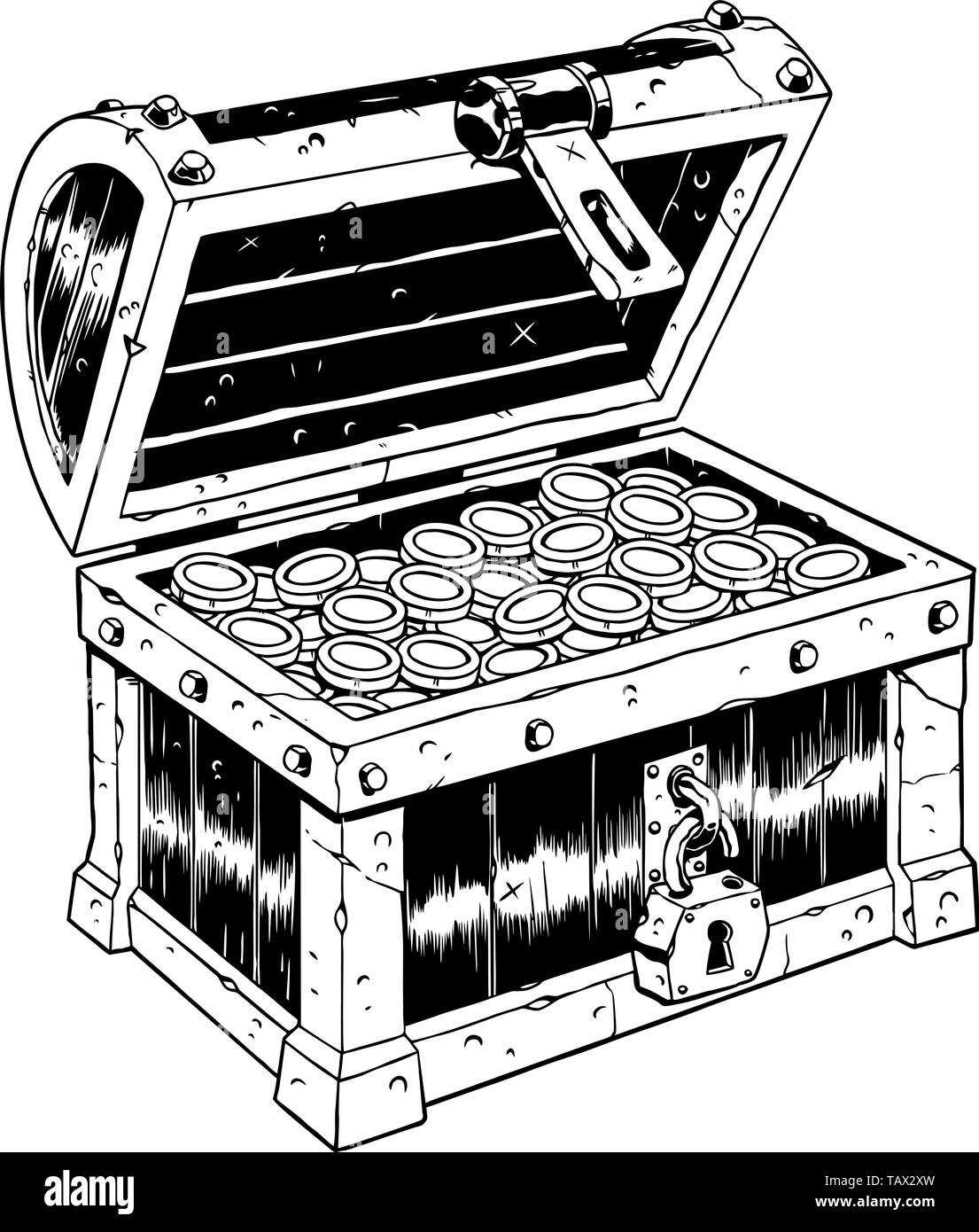 Open Treasure Chest Clip Art Black And White