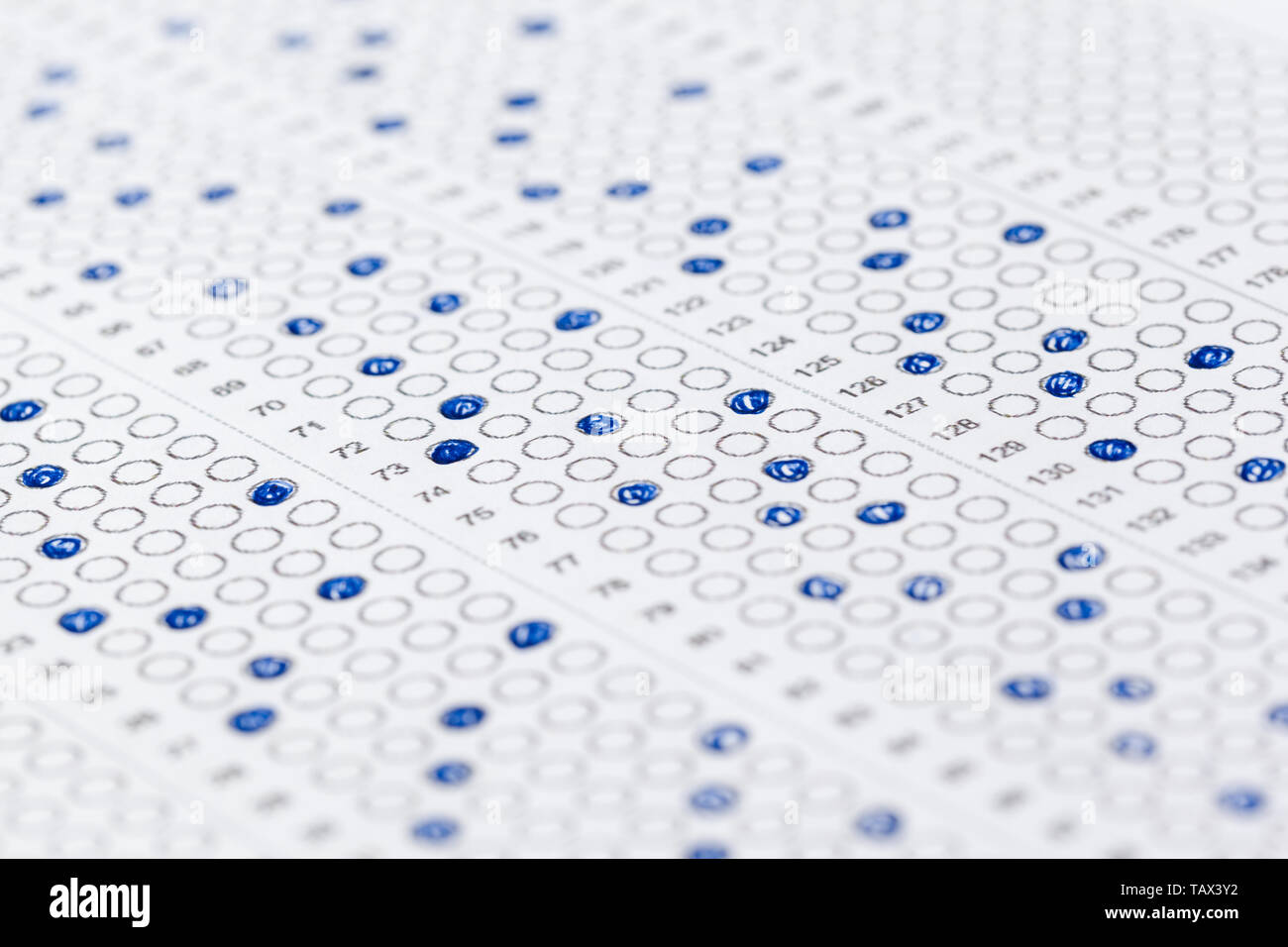 Test score sheet with answers Stock Photo - Alamy