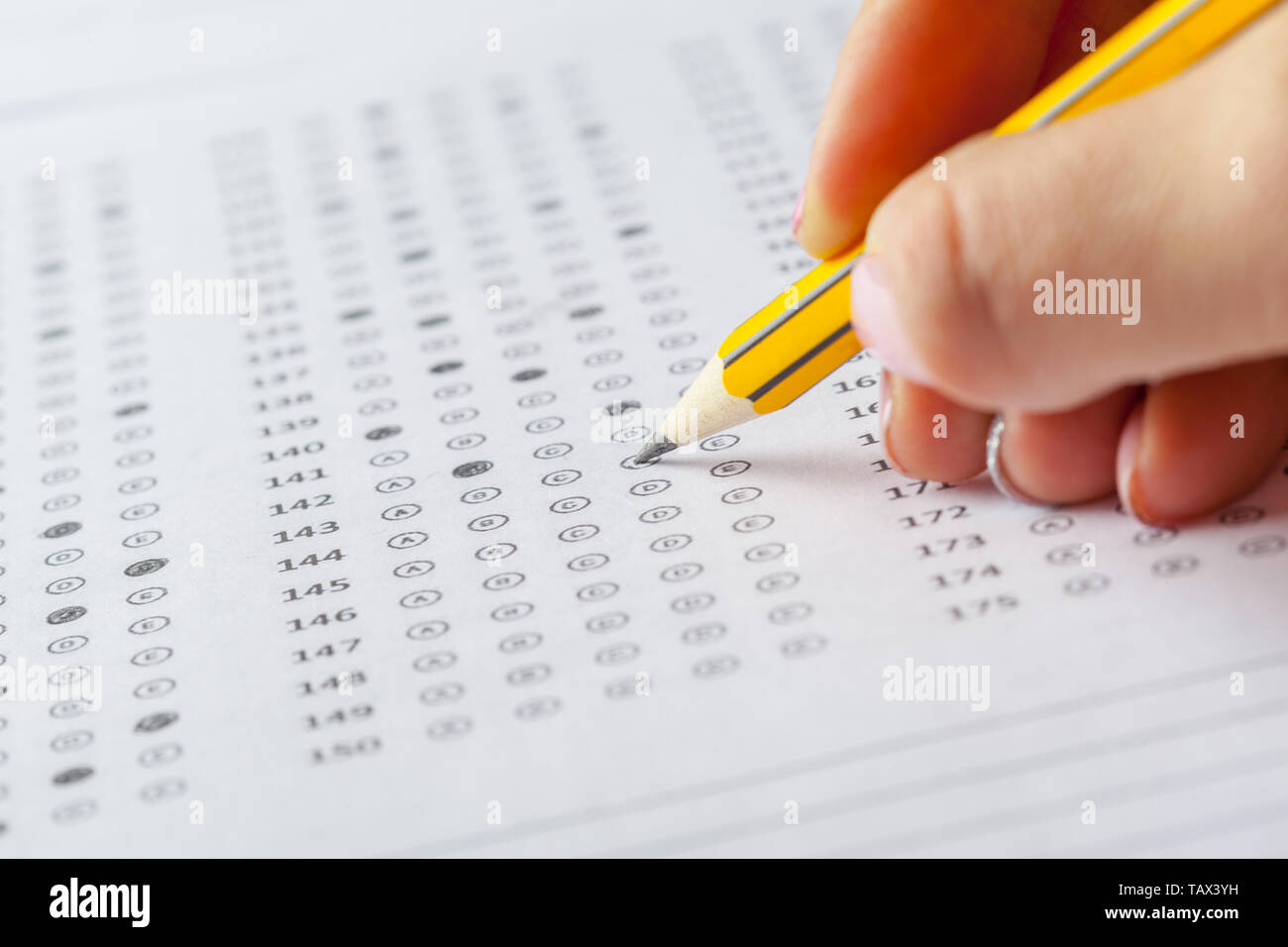 Test score sheet with answers Stock Photo - Alamy