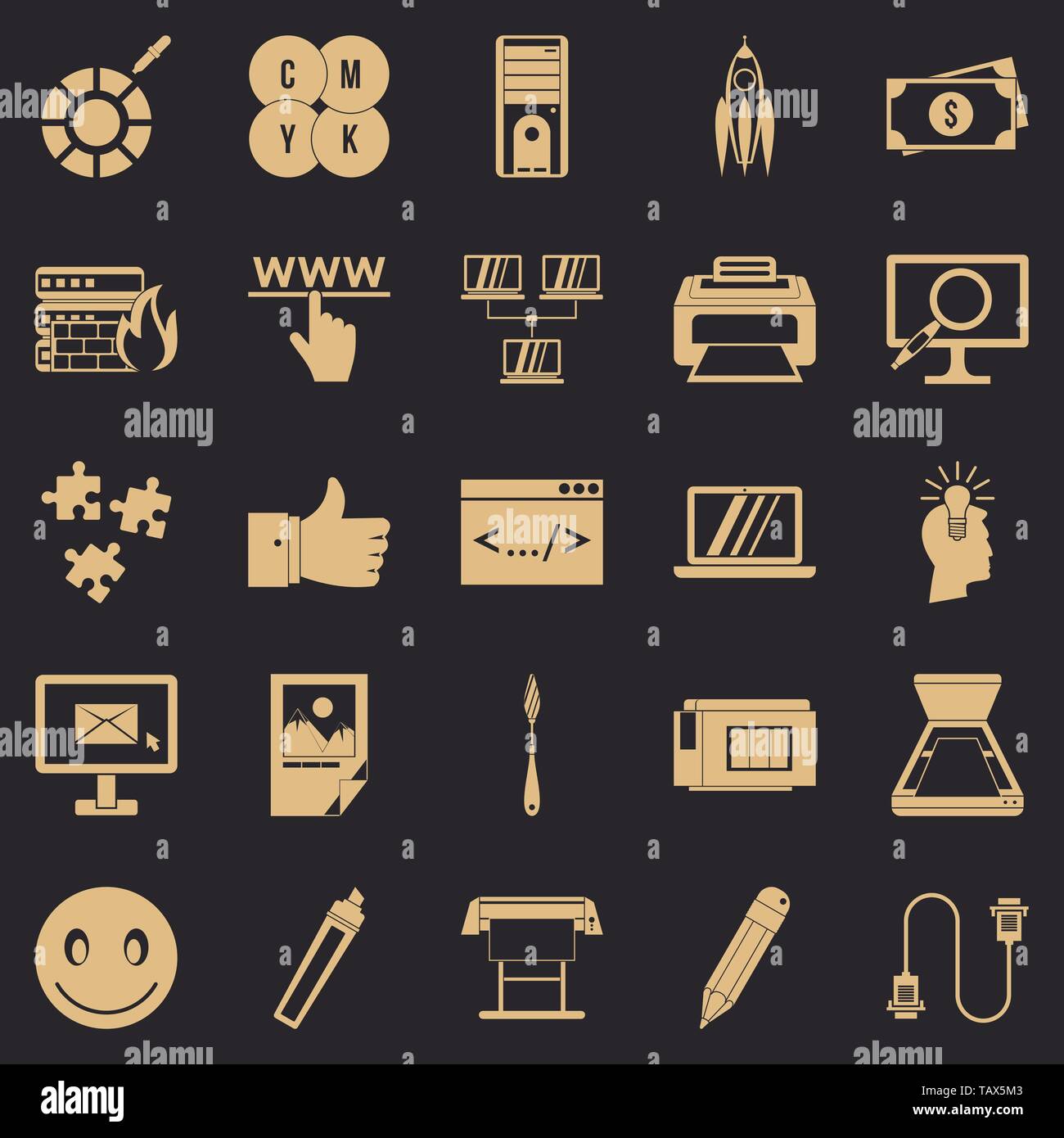 Electronic computer icons set, simple style Stock Vector Image & Art ...