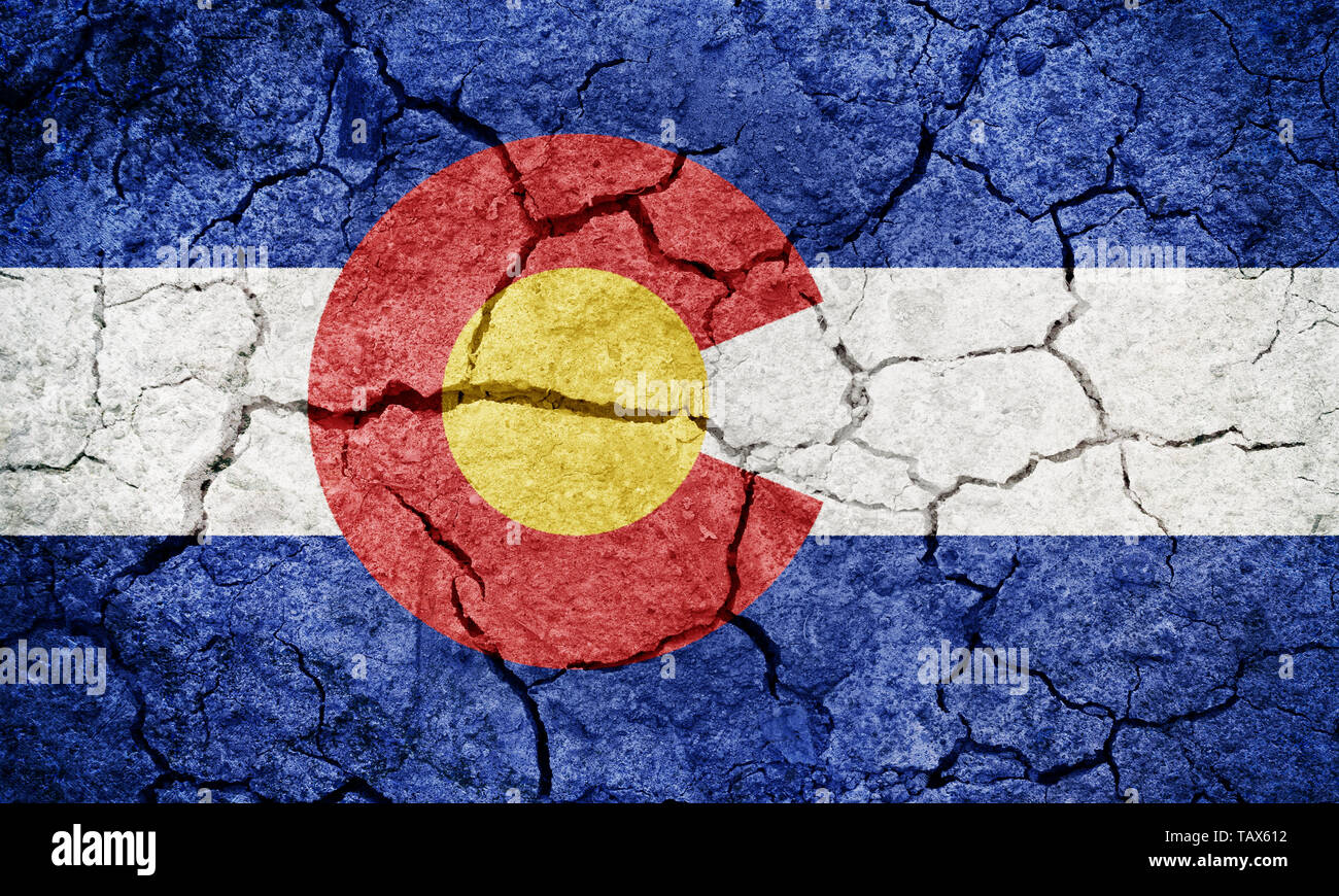 State of Colorado flag, state of the Western United States, on dry ...