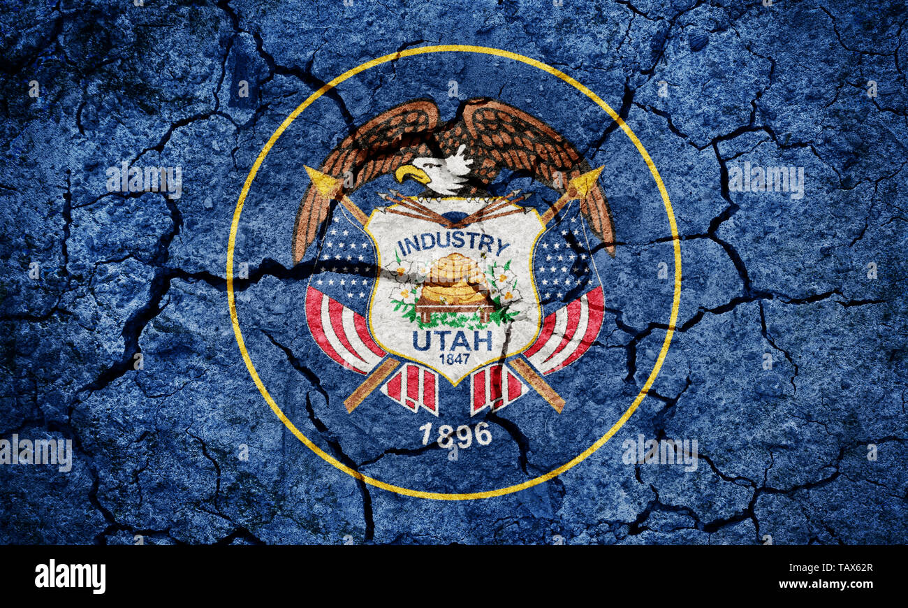 Flag of the State of Utah on dry earth ground texture background Stock ...