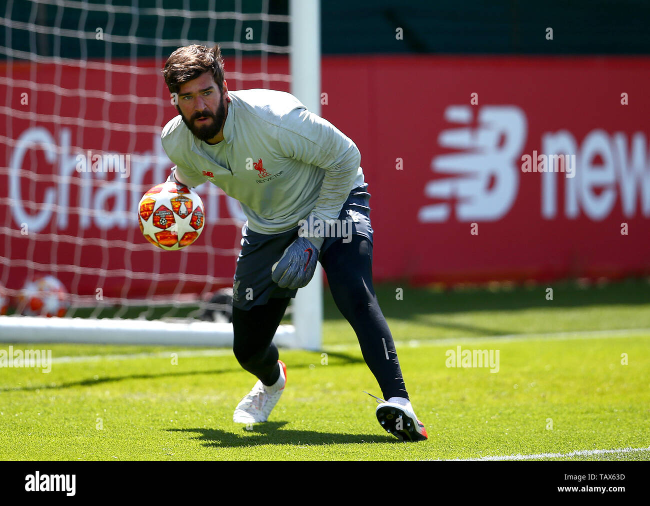 Liverpool goalkeeper Alisson Becker during the press day at Melwood ...