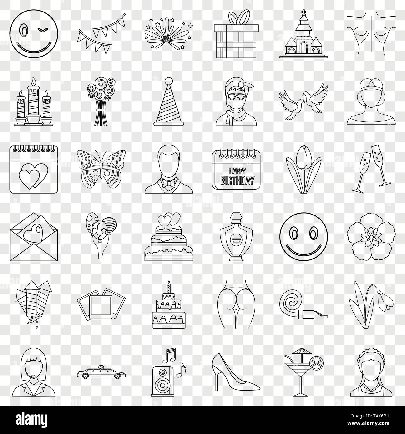 Happy woman icons set, outline style Stock Vector Image & Art - Alamy